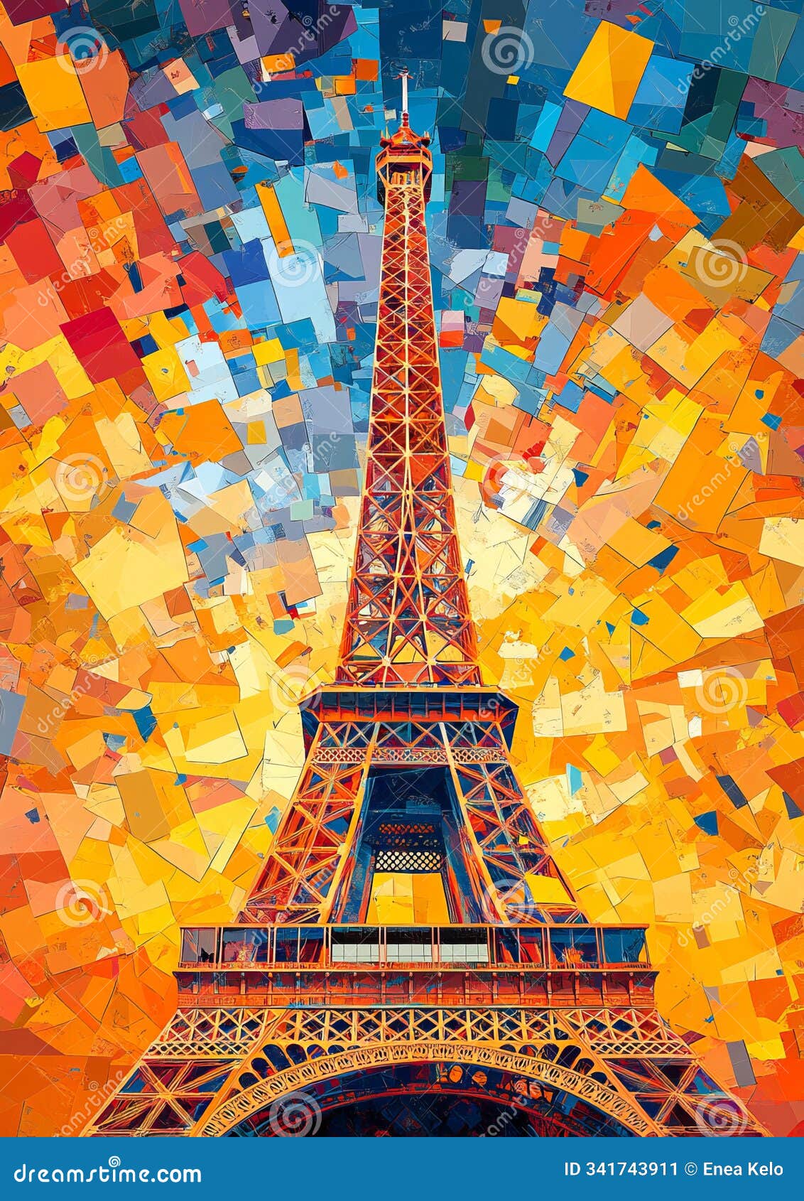A Cubist Interpretation of the Eiffel Tower Stock Illustration ...