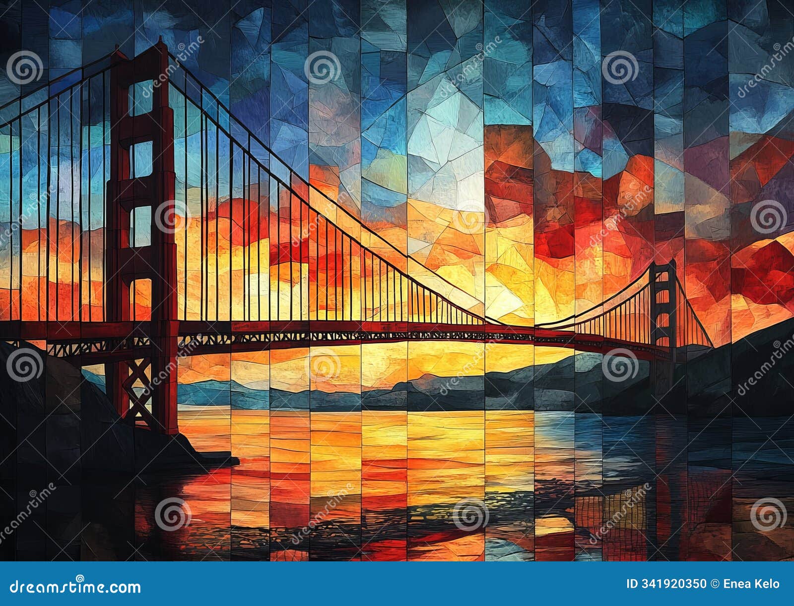 A Cubist Interpretation of the Golden Gate Bridge Stock Illustration ...