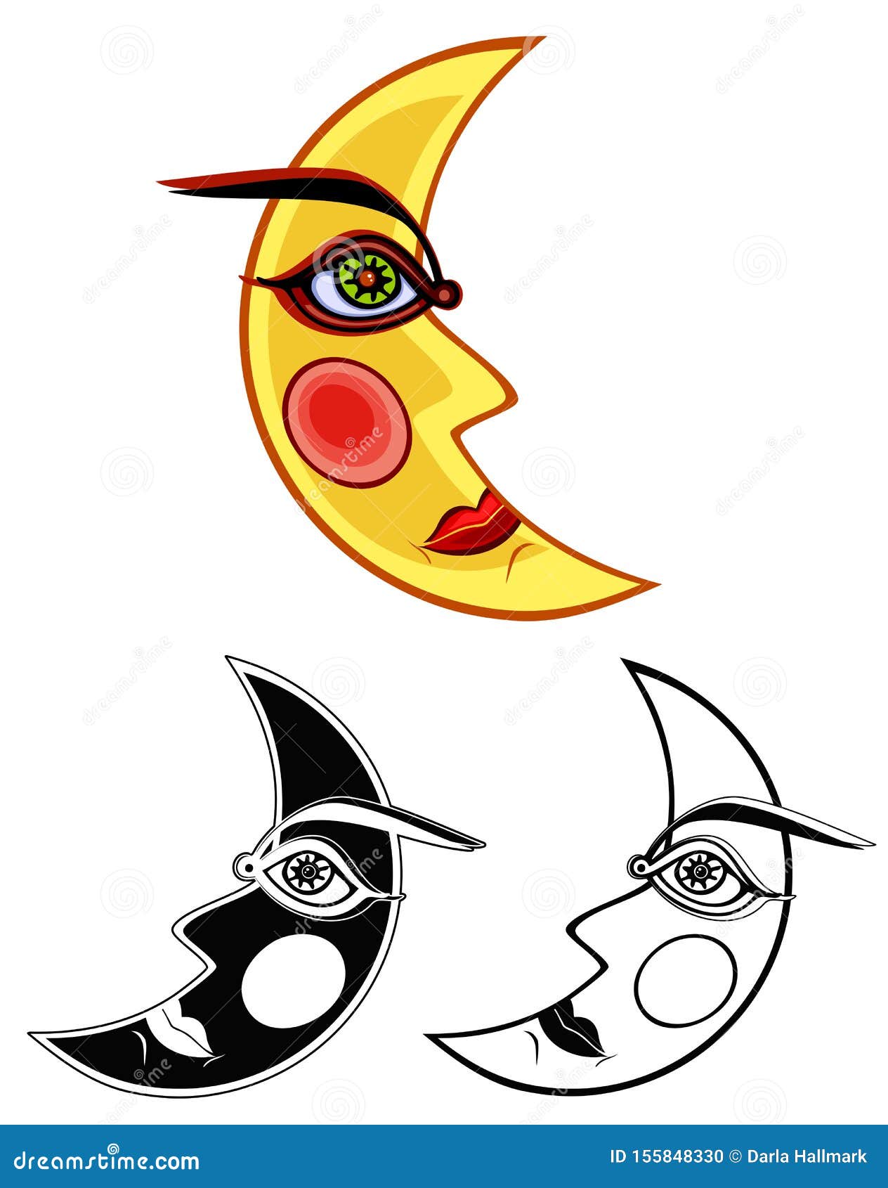 Cubist moon stock vector. Illustration of jazz, black - 155848330