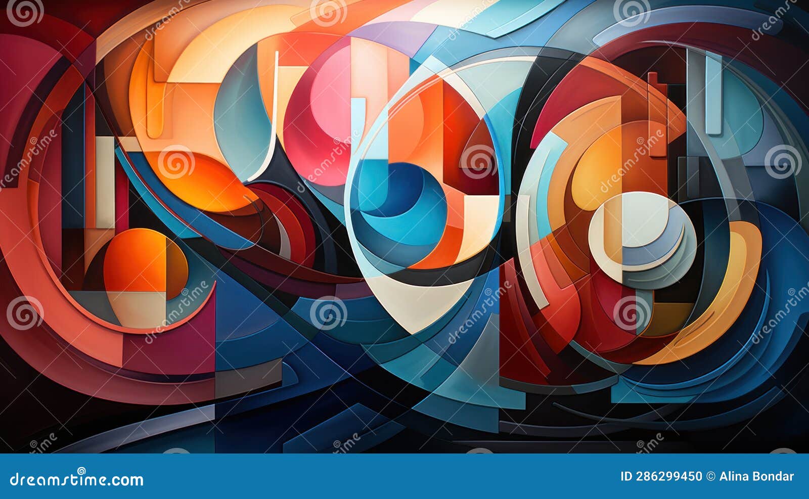 Cubist Play: Structured Rectangles, Soft Curves, Blended Colors - Tranquil, Lively Layers ...