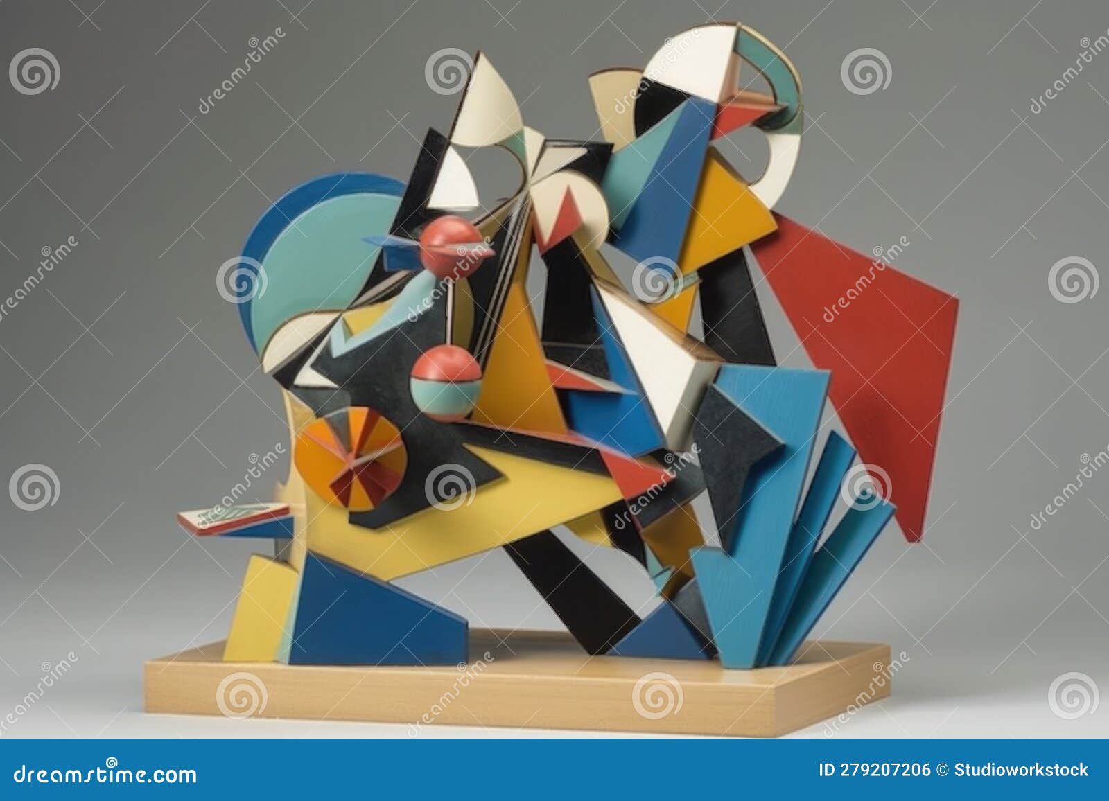 Cubist Sculpture, with Angular and Geometric Shapes Stock Illustration ...