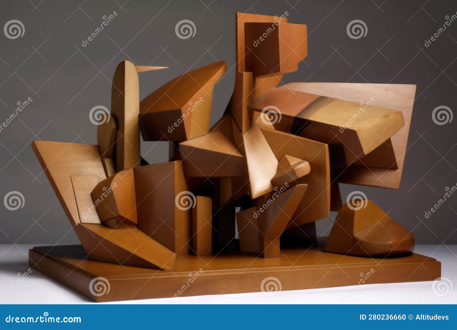 Cubist Sculpture, with Angular and Geometric Shapes Stock Illustration ...
