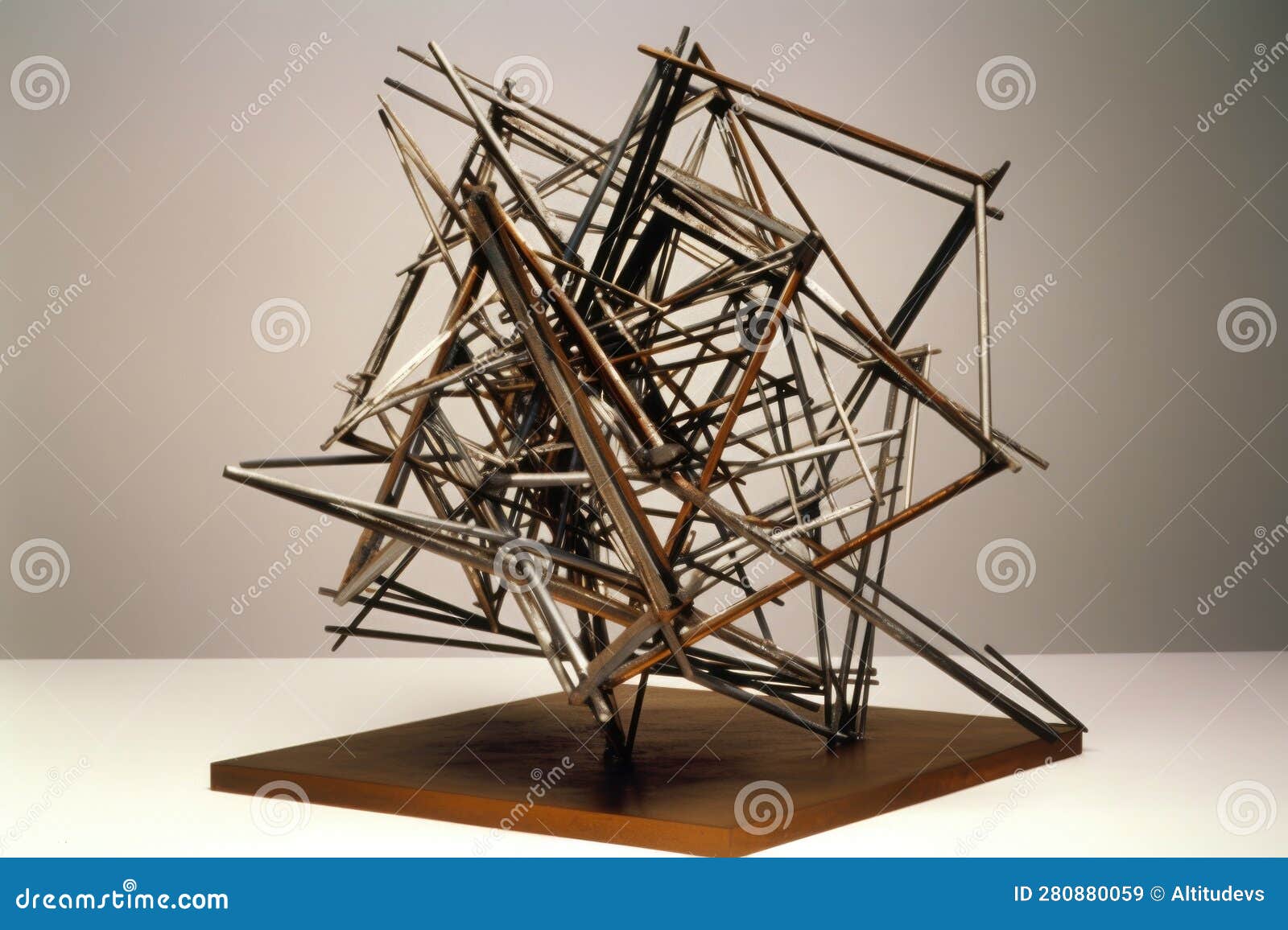 Cubist Sculpture, Made of Twisted Metal Rods and Triangles Stock ...
