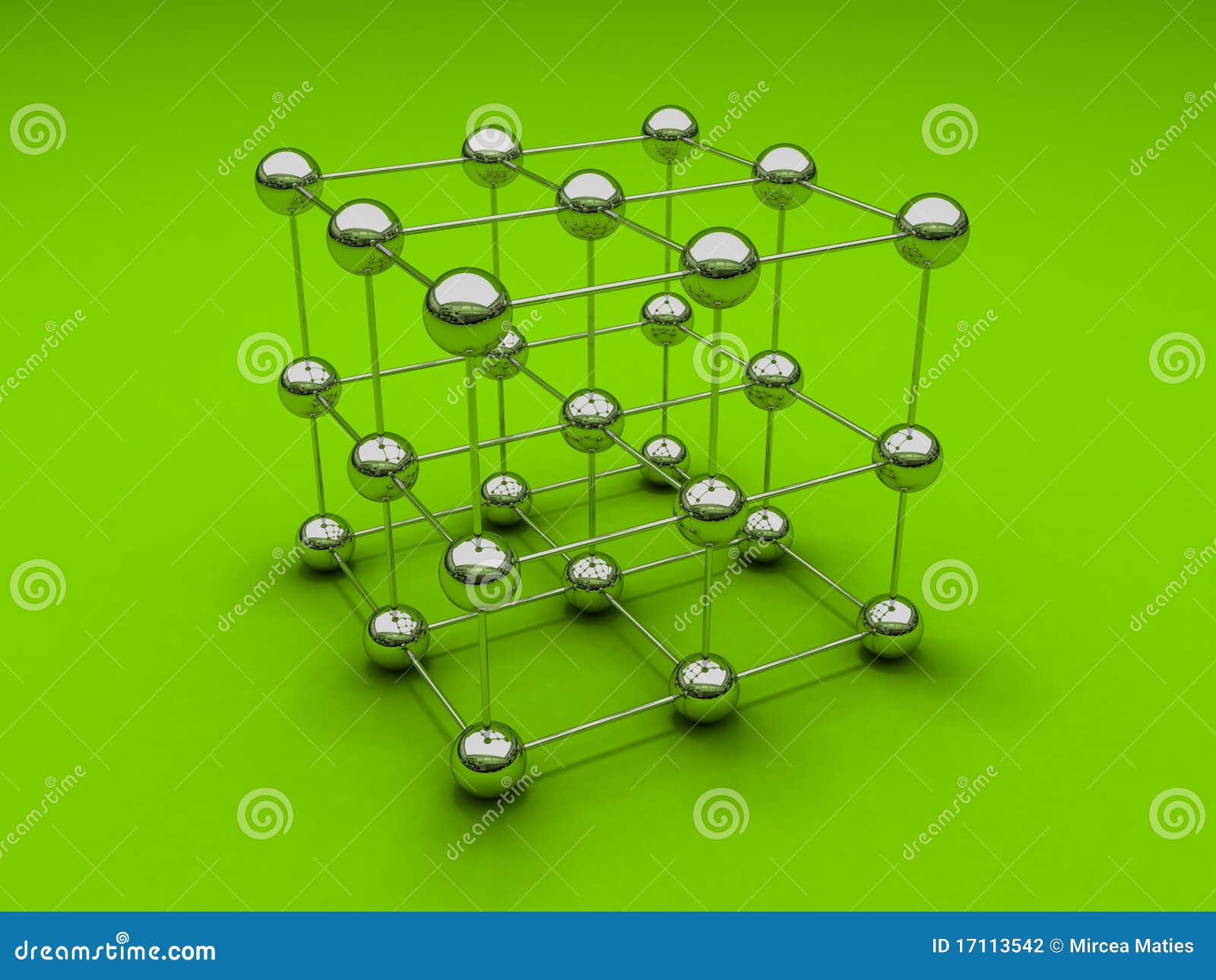 Cubo com esferas do cromo ilustração stock. Ilustração de estrutura ...