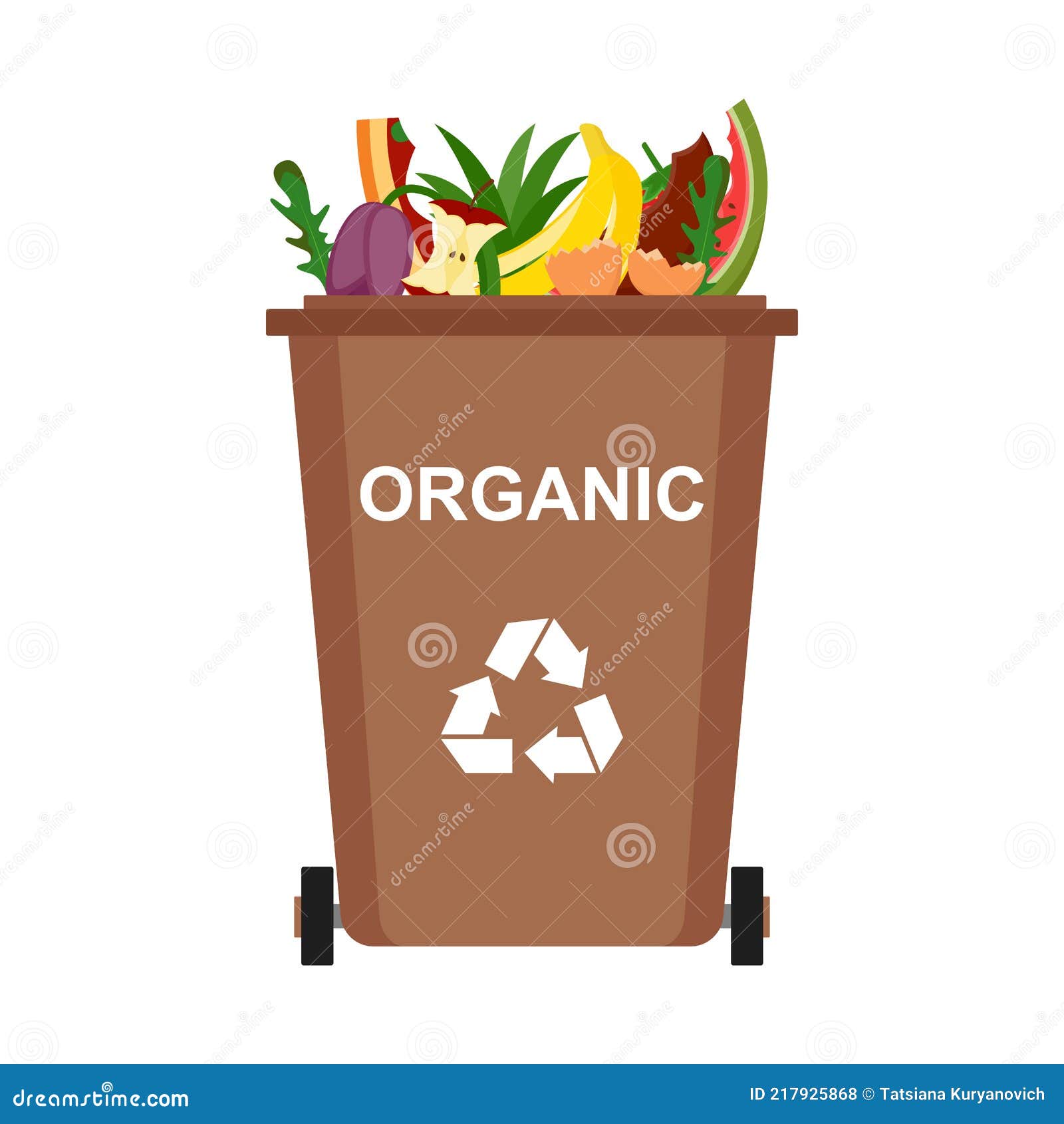 Cubo De Basura Con Residuos Orgánicos Reciclaje Basura Vector
