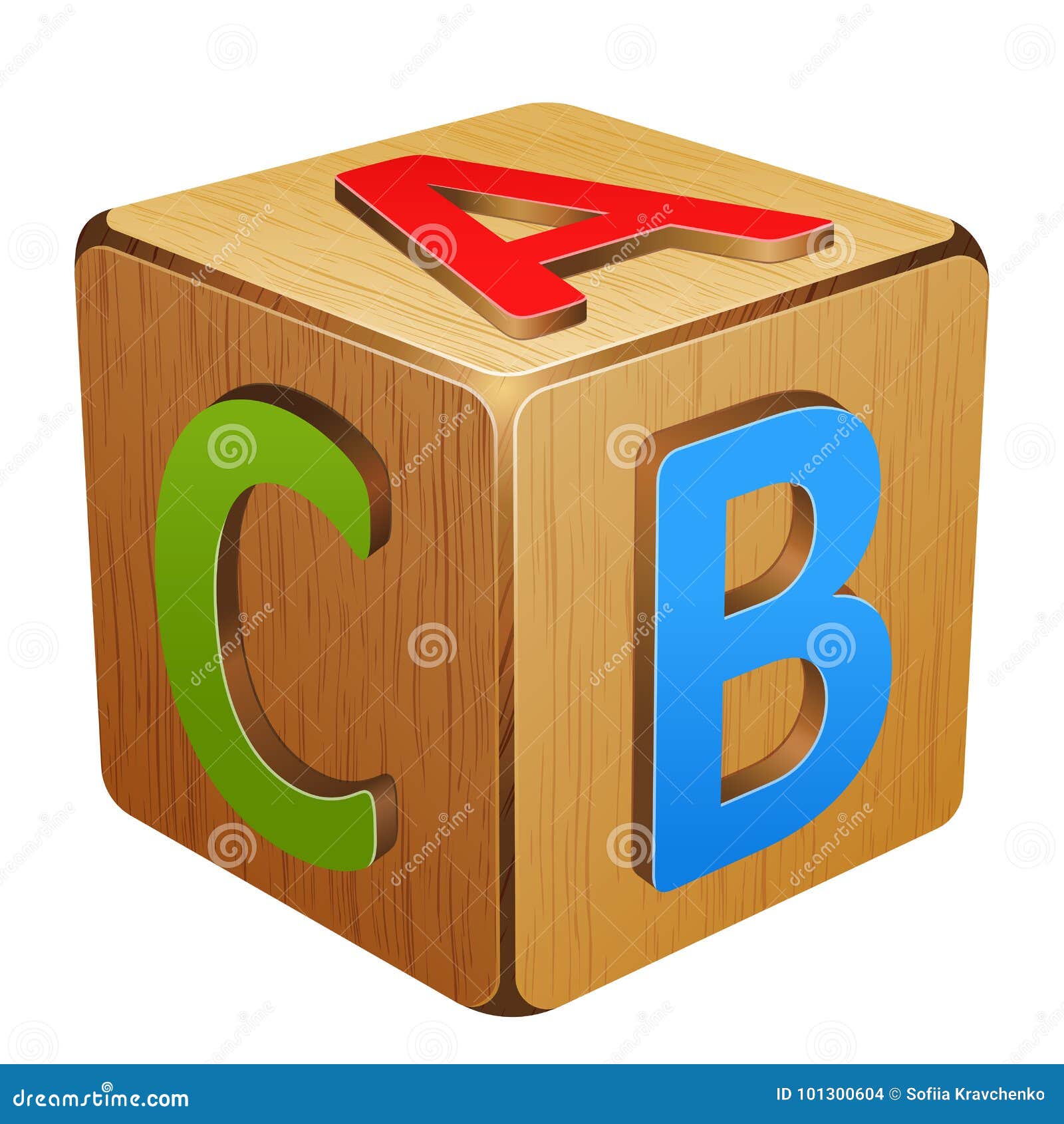 Cubo De Madera Con Las Letras a, B, C Ilustración del Vector ...