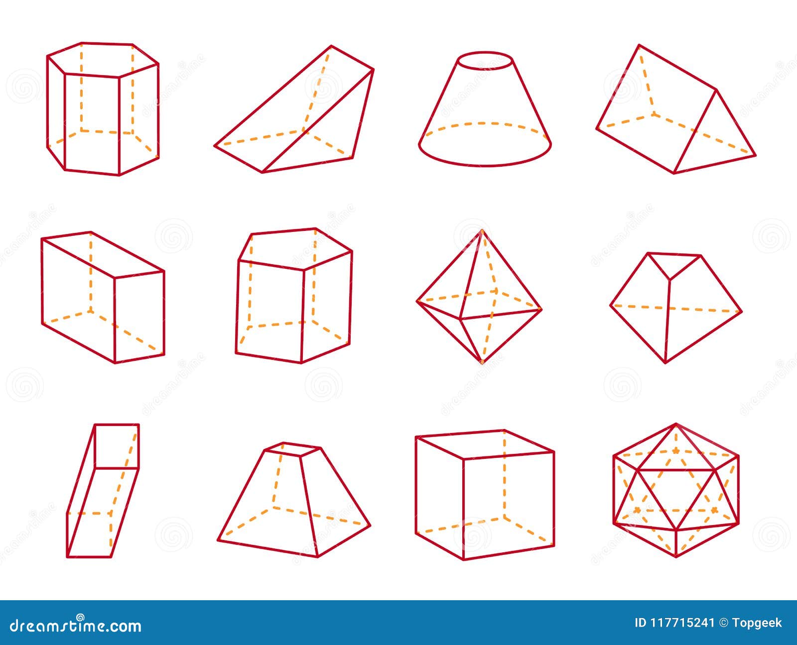 Cubo Y Cono Con El Ejemplo Del Vector Del Top Plano Ilustración del ...