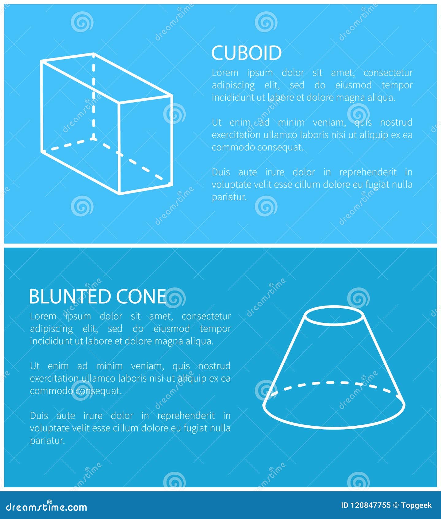 Blunted Cone Pentagonal Prism 3D Geometric Shapes Vector Illustration ...