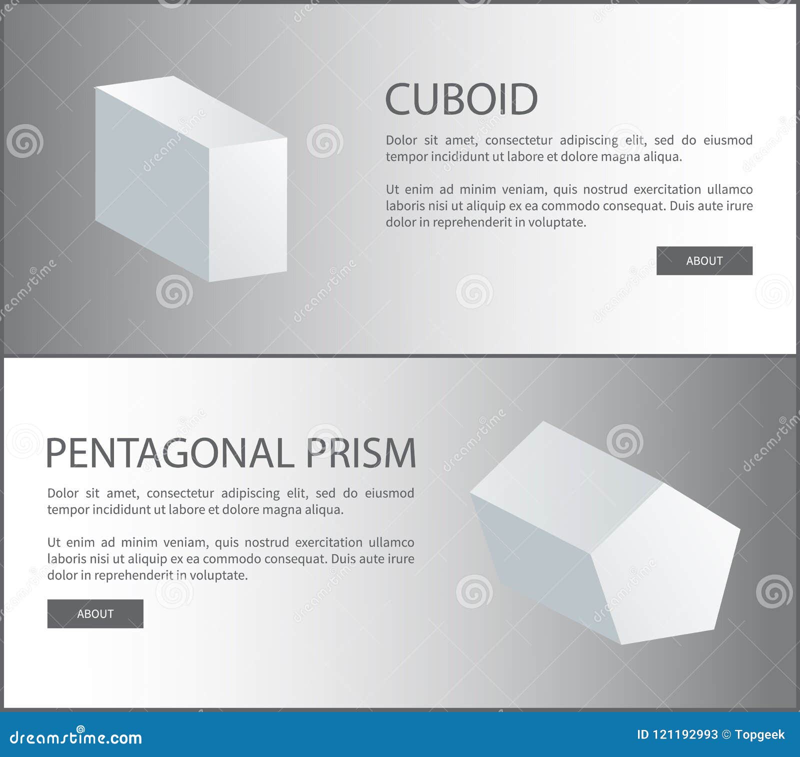 Cuboid and Pentagonal Prism Vector 3D Shaped Web Stock Vector ...