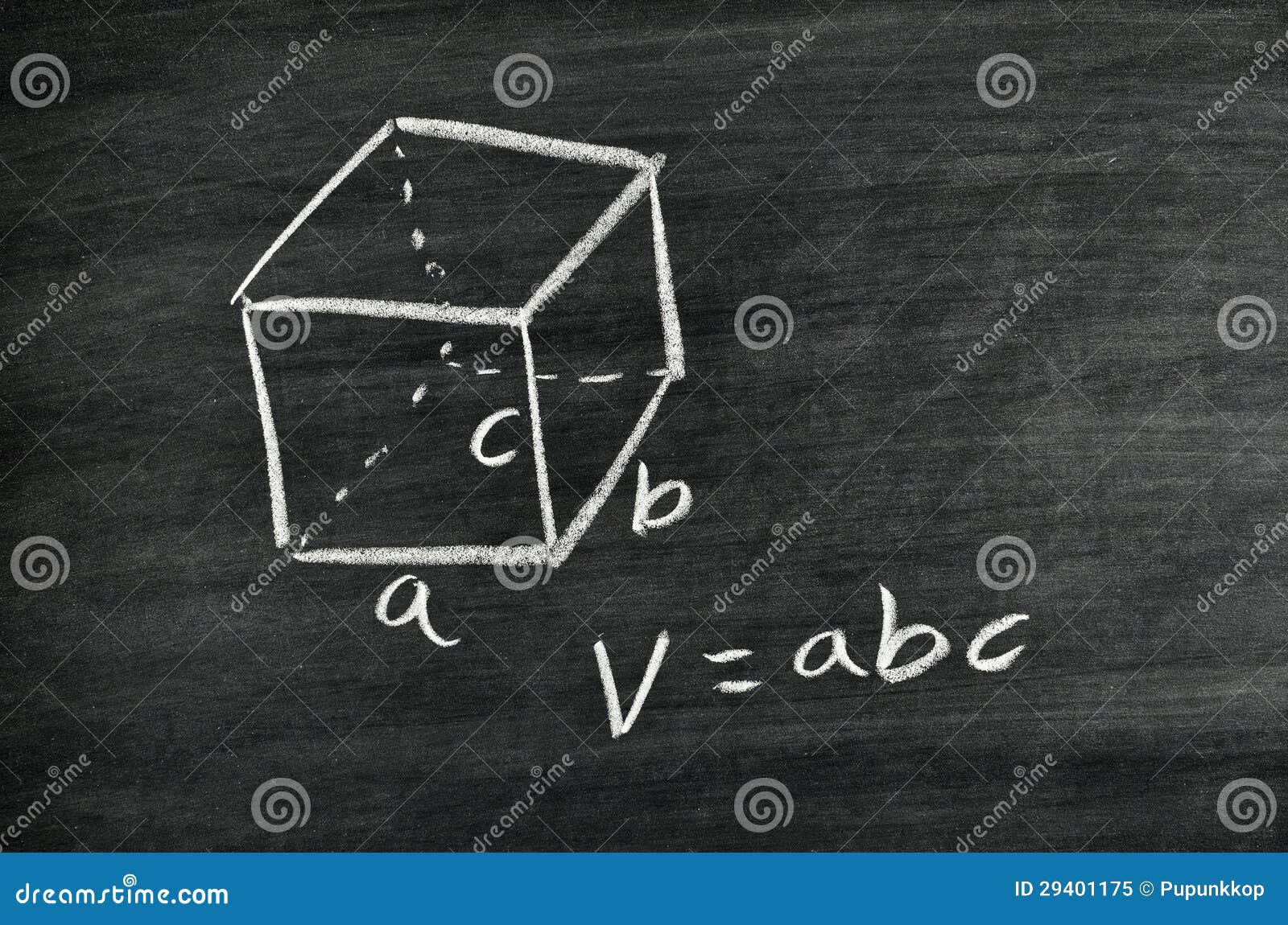 Cuboid volume formula stock image. Image of chalkboard - 29401175