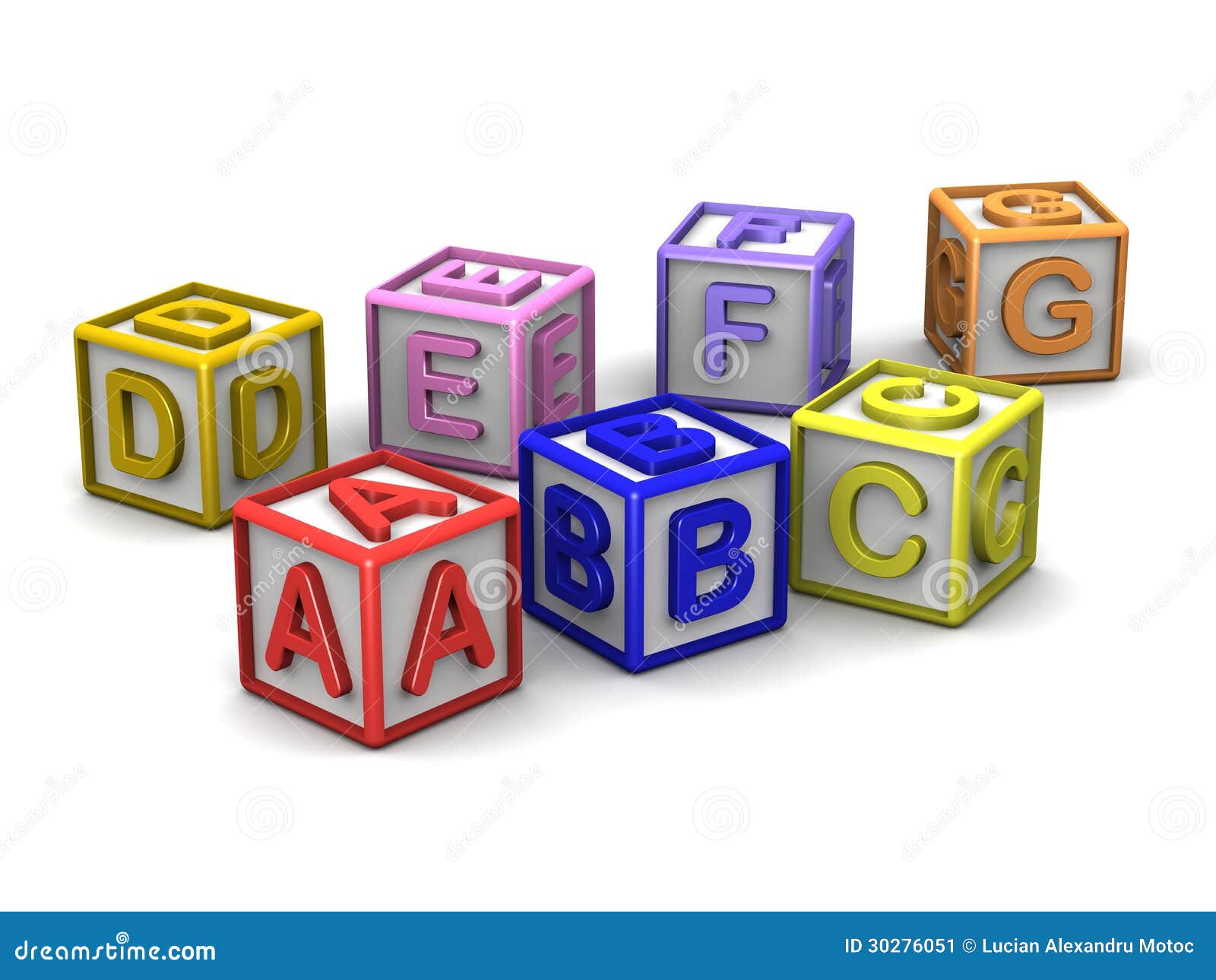 Un B C D E F G Pone Letras a Los Cubos Stock de ilustración ...