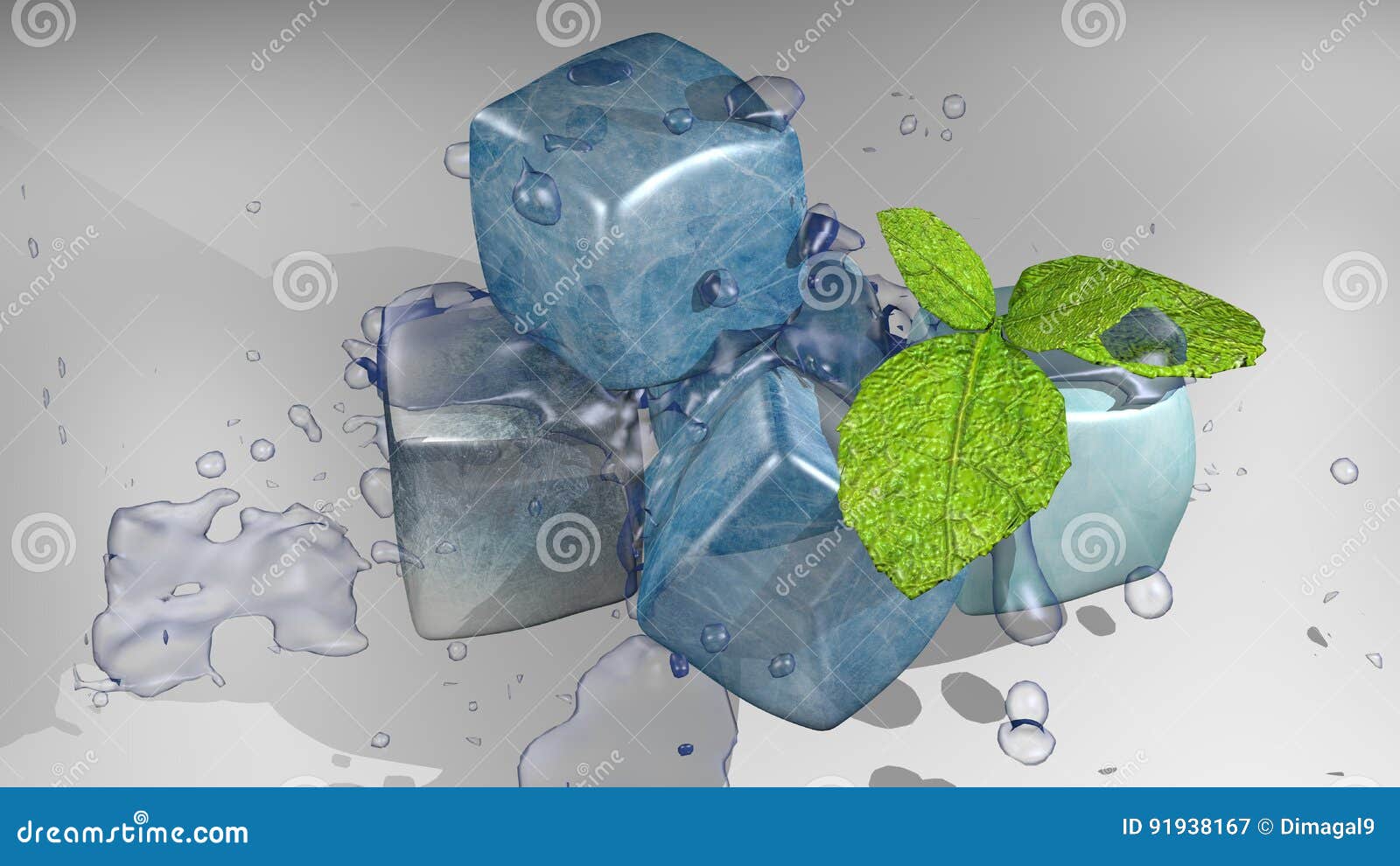Cubos e hortelã de gelo ilustração stock. Ilustração de cubos - 91938167