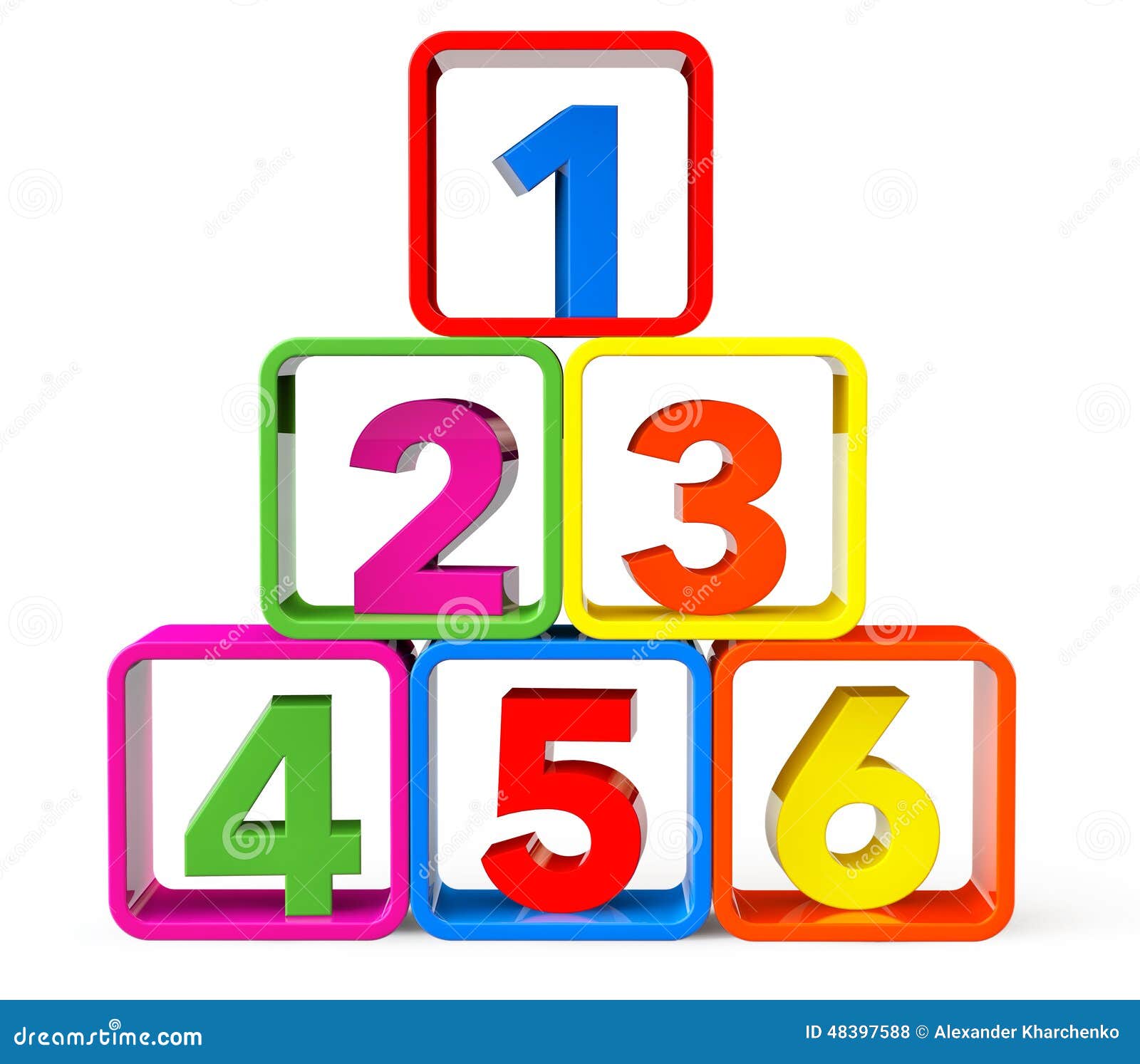Cubos Multicolores Como Soporte Con 123 Números Stock de ilustración ...