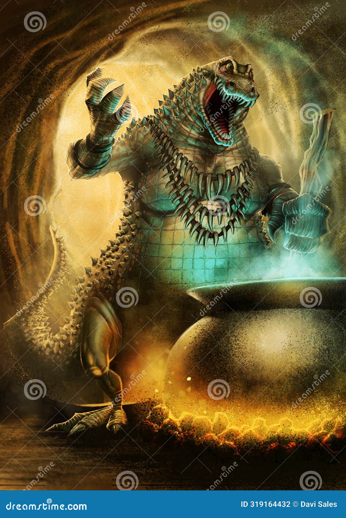 The Cuca Making a Potion in Her Cave Stock Illustration - Illustration ...