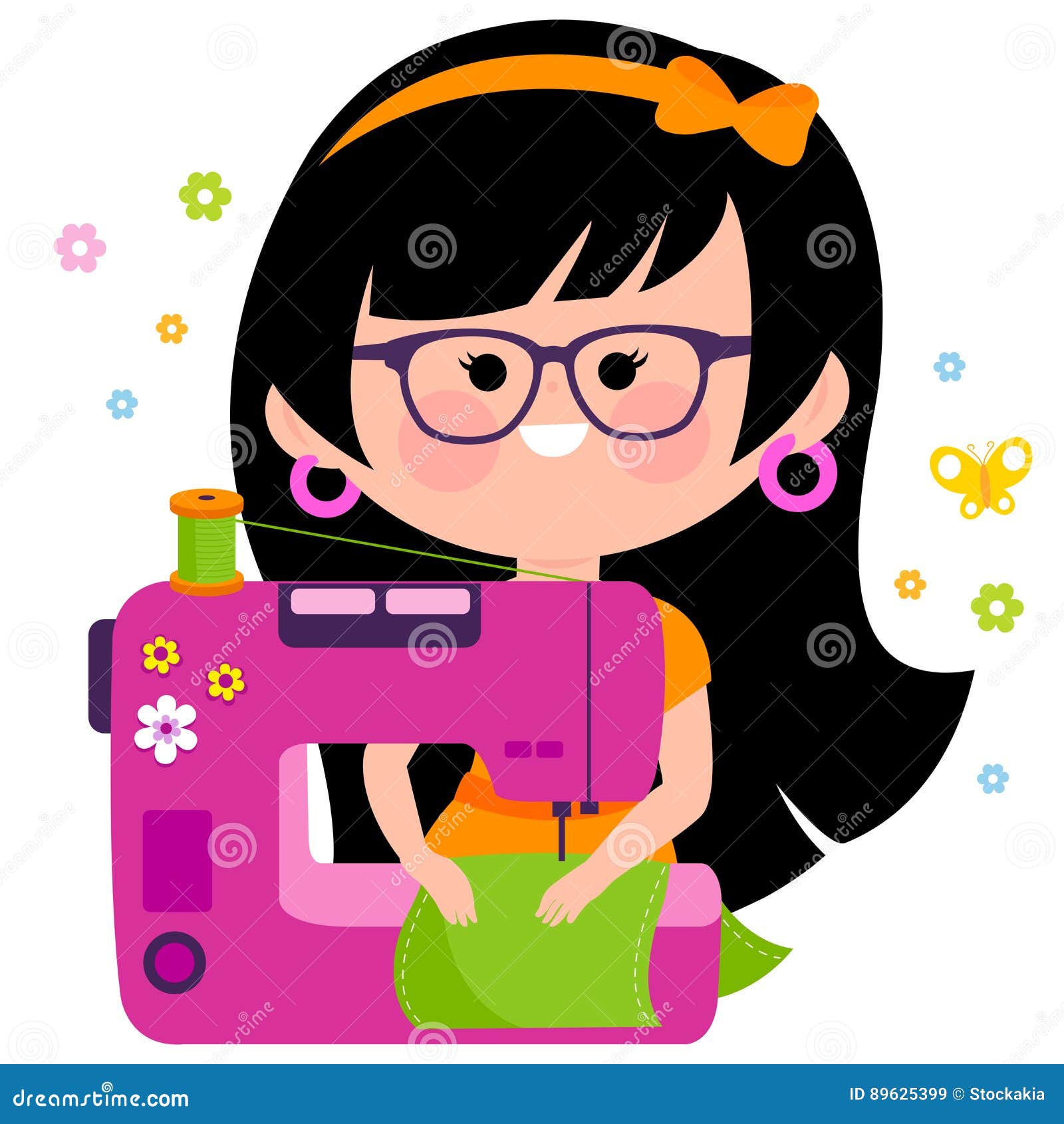 Cucitrice Della Donna Che Usando La Sua Macchina Per Cucire ...