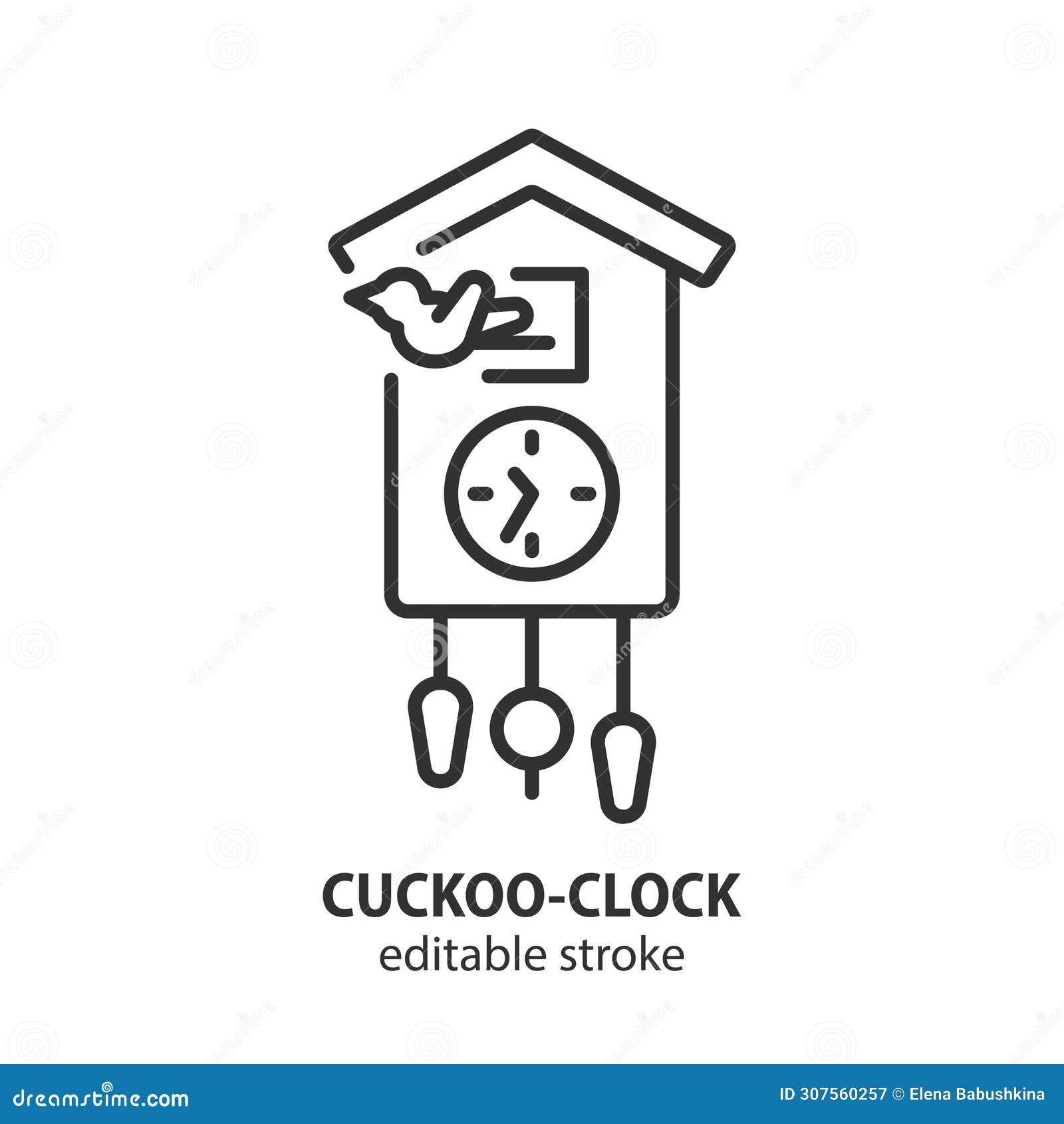 Cuckoo Clock Line Icon. Wall Clock Vector Illustration Stock Vector - Illustration of line ...