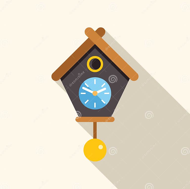 Cuckoo Clock Displaying Time on White Background Stock Illustration ...