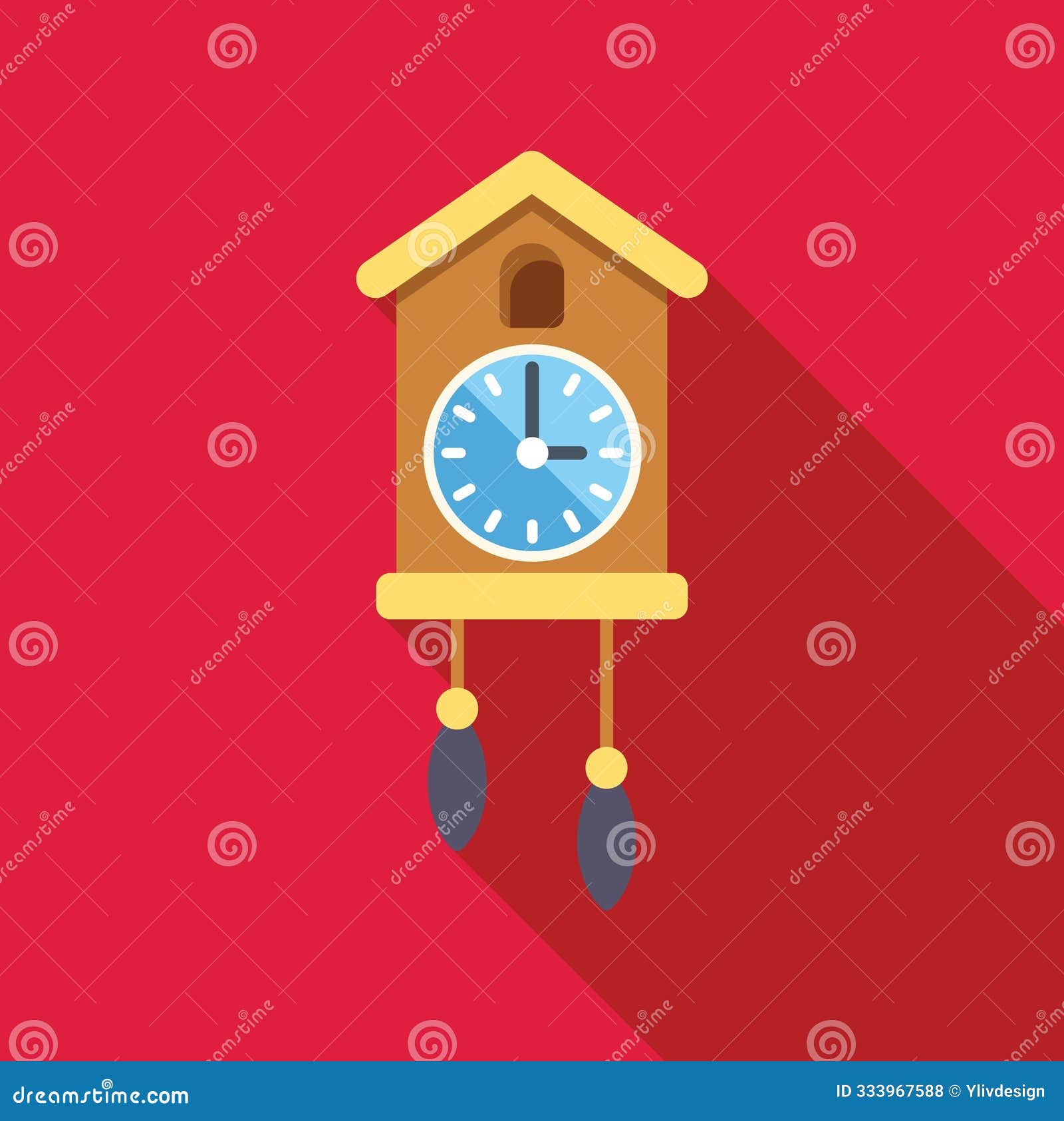 Cuckoo Clock Telling Time Hanging on Wall Clock Face Showing Seven O ...