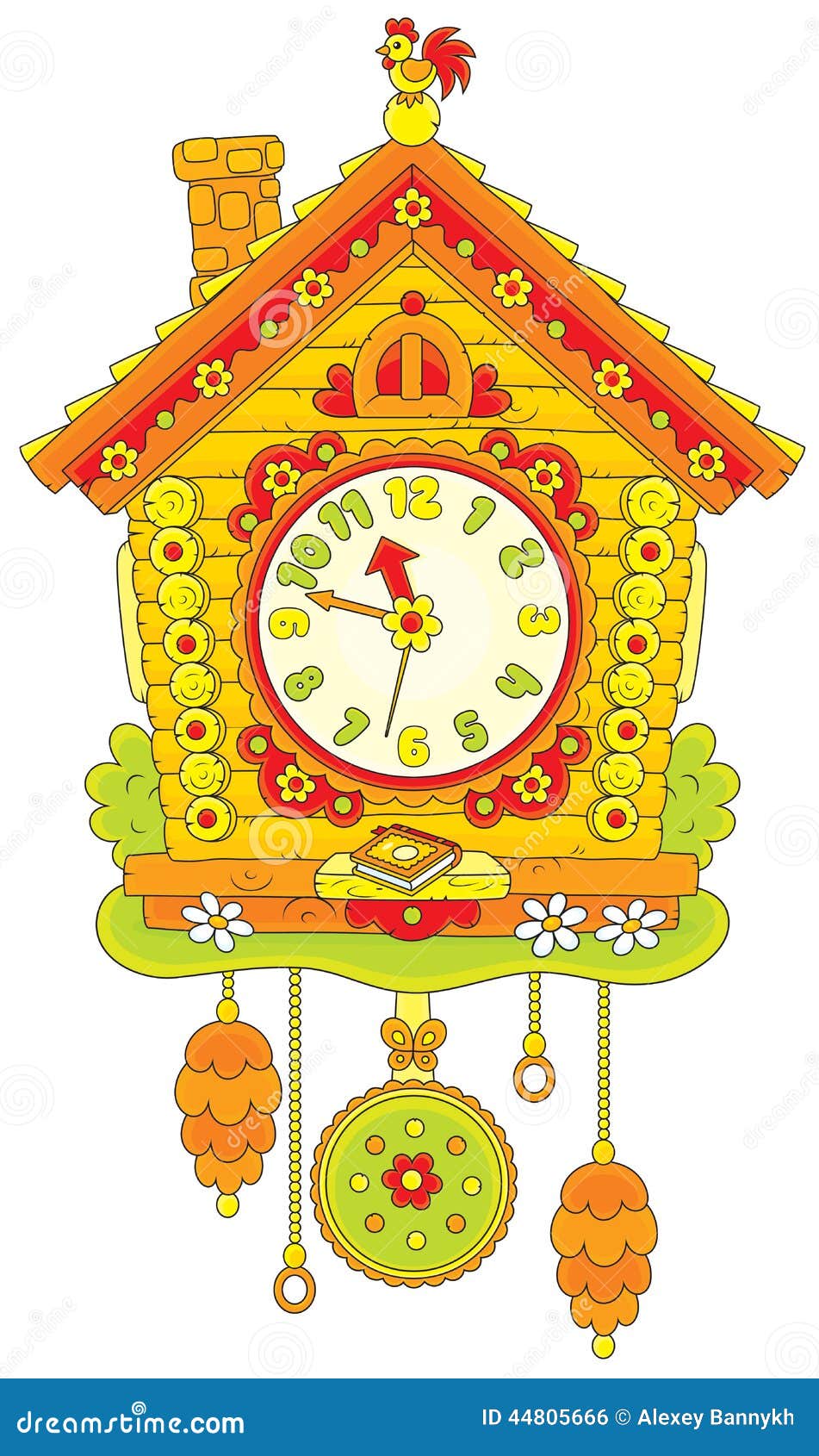 Old Cuckoo Clock. Vector Cartoon Illustration Of Wooden Grandfather ...
