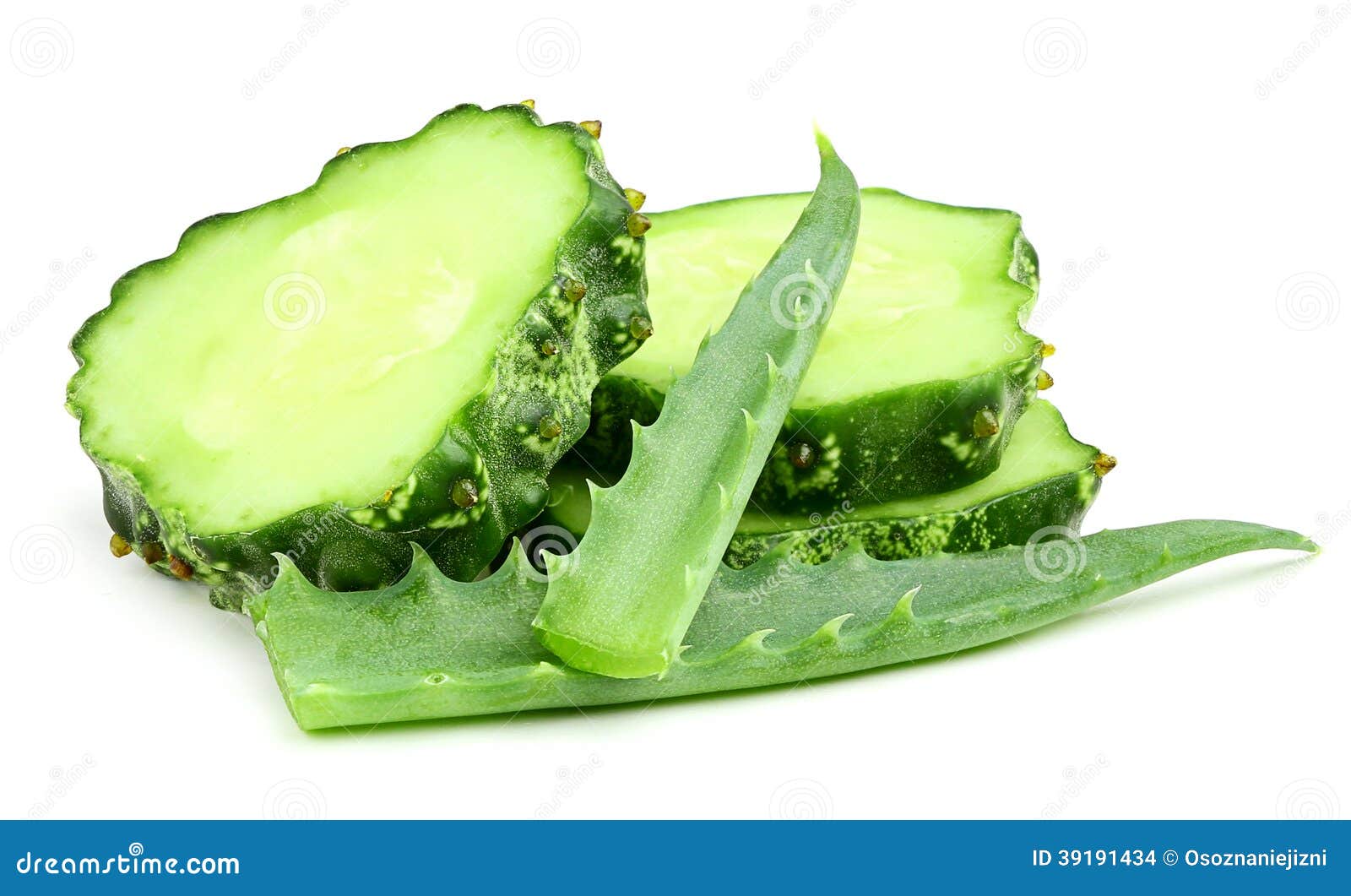 Cucumber with aloe. stock photo. Image of alternative - 39191434