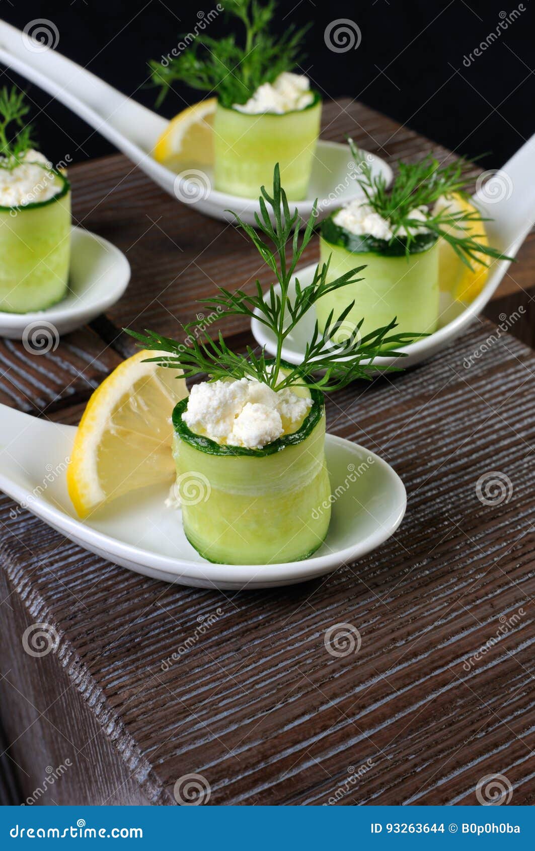 Cucumber Canape with Ricotta Stock Photo - Image of canape, holiday ...
