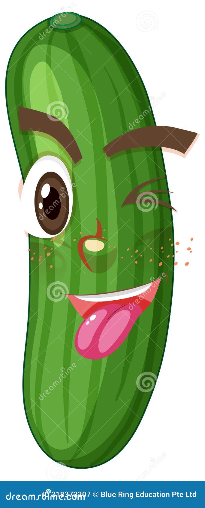 Cucumber Cartoon Character with Facial Expression Stock Illustration ...