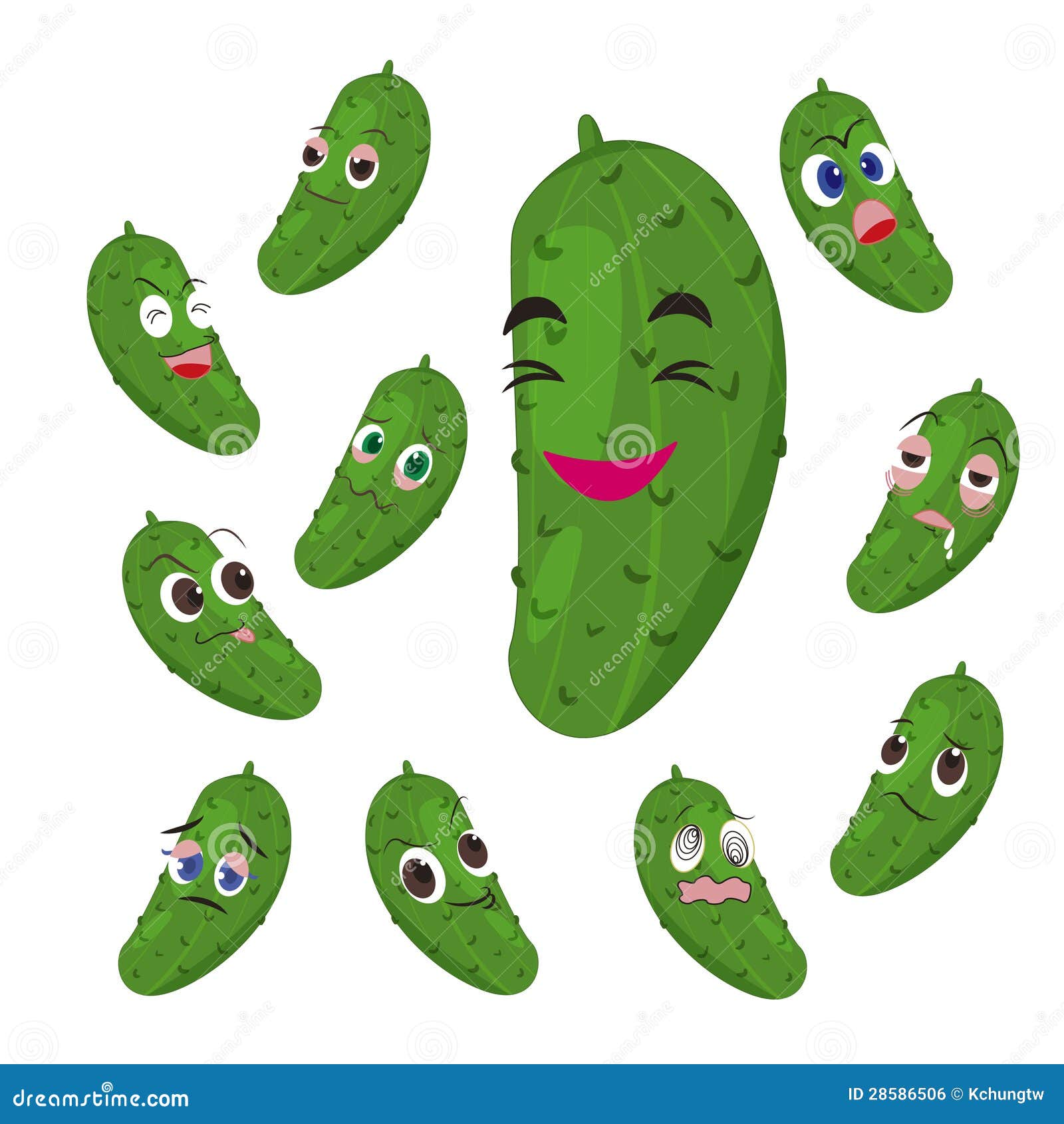 Cucumber Cartoon With Many Expressions | CartoonDealer.com #28586507