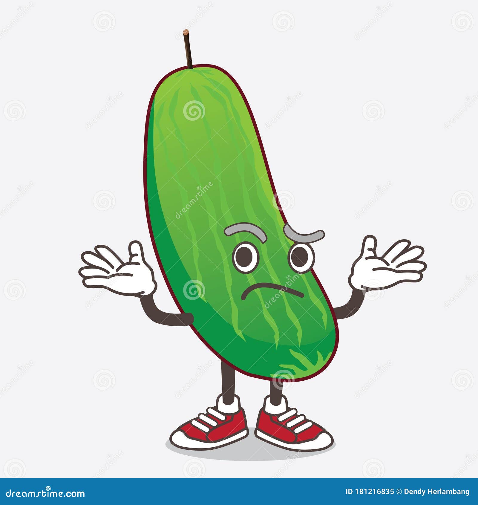 Cucumber Cartoon Mascot Character in Comical Grinning Expression Stock ...