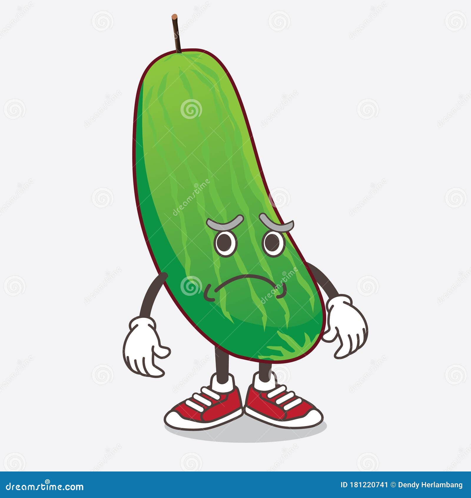 Cucumber Cartoon Mascot Character Having an Afraid Face Stock Vector ...