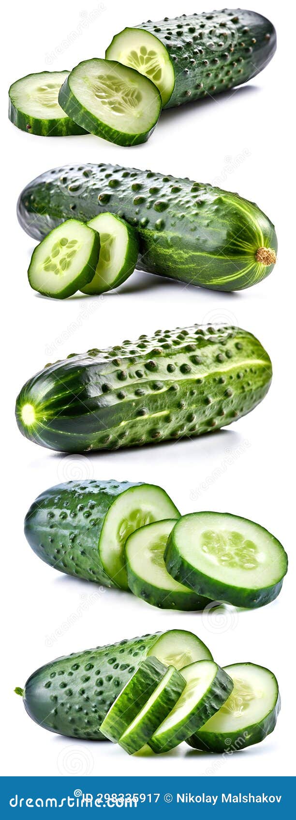 Cucumber Collage Isolated on White Stock Image - Image of slice ...