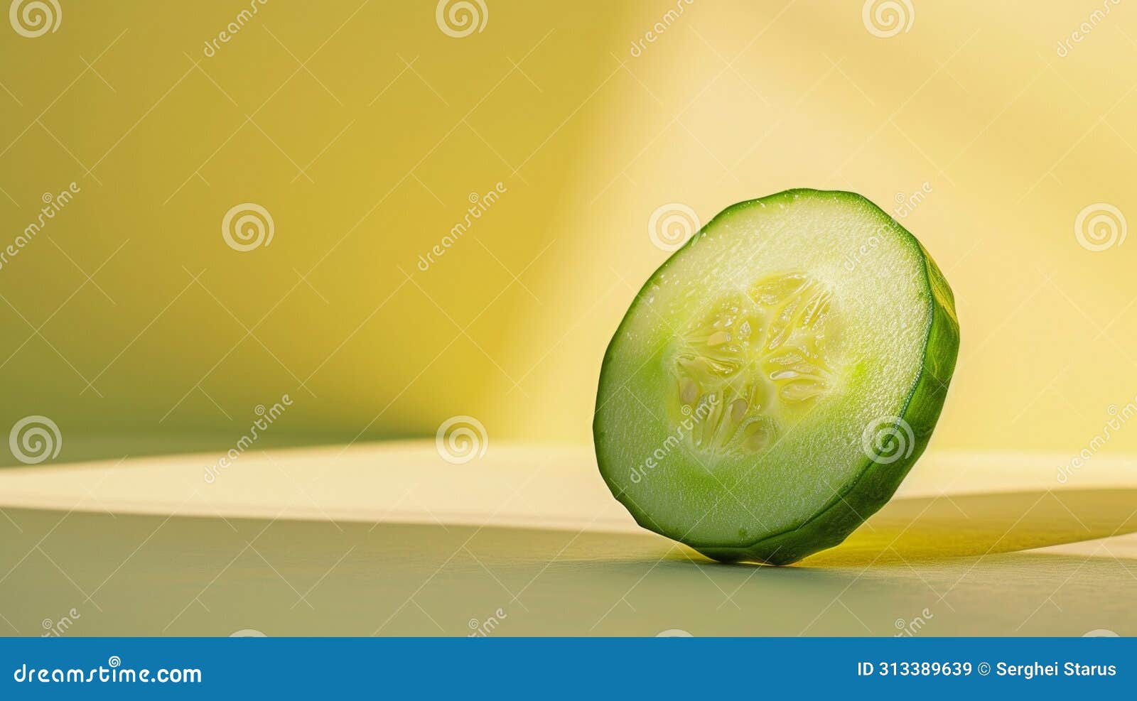 A Cucumber Cut in Half on a Table with Light Behind it, AI Stock Image ...