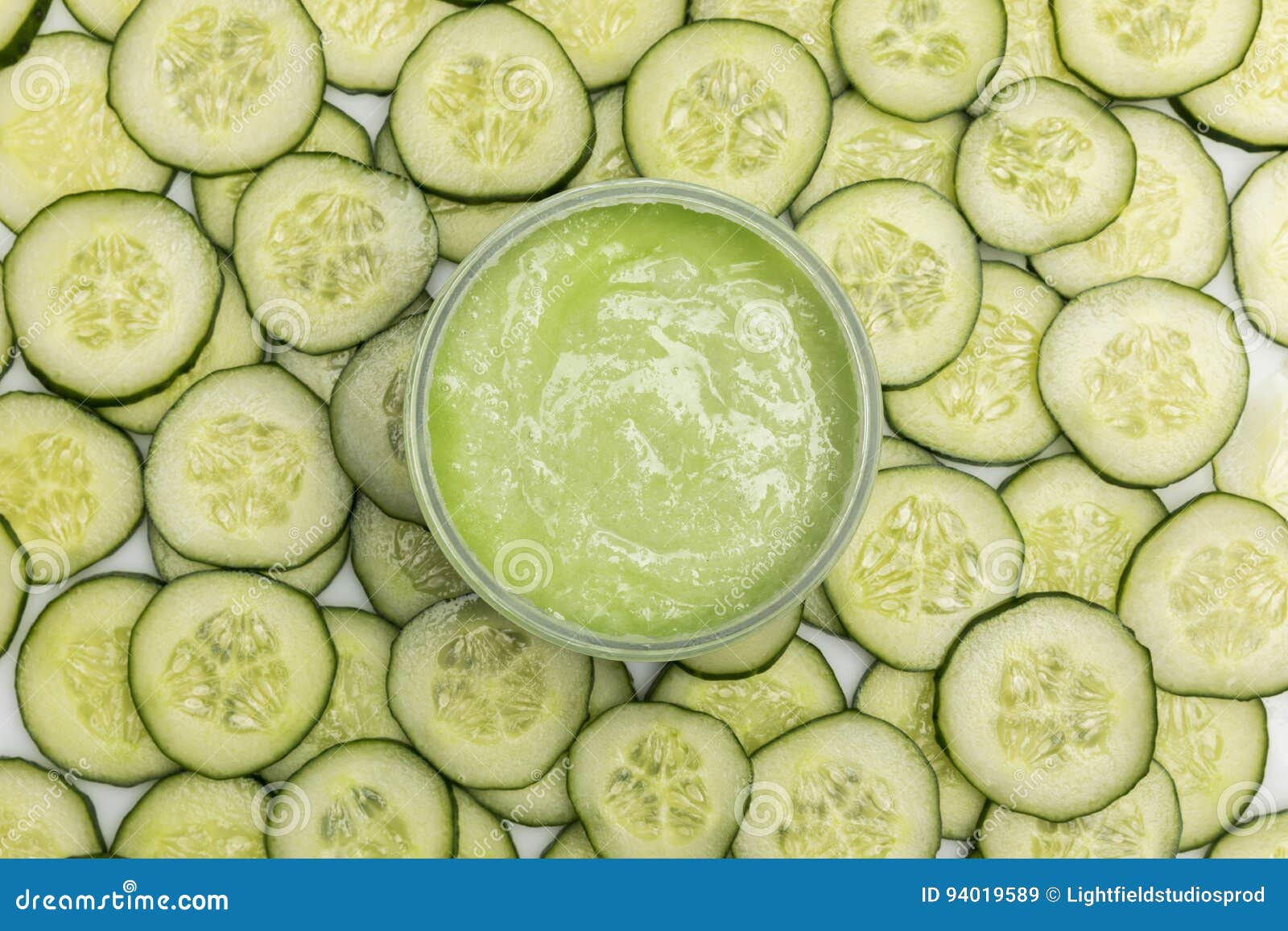 Cucumber Face Cream in Container and Cucumber Slices Stock Image ...