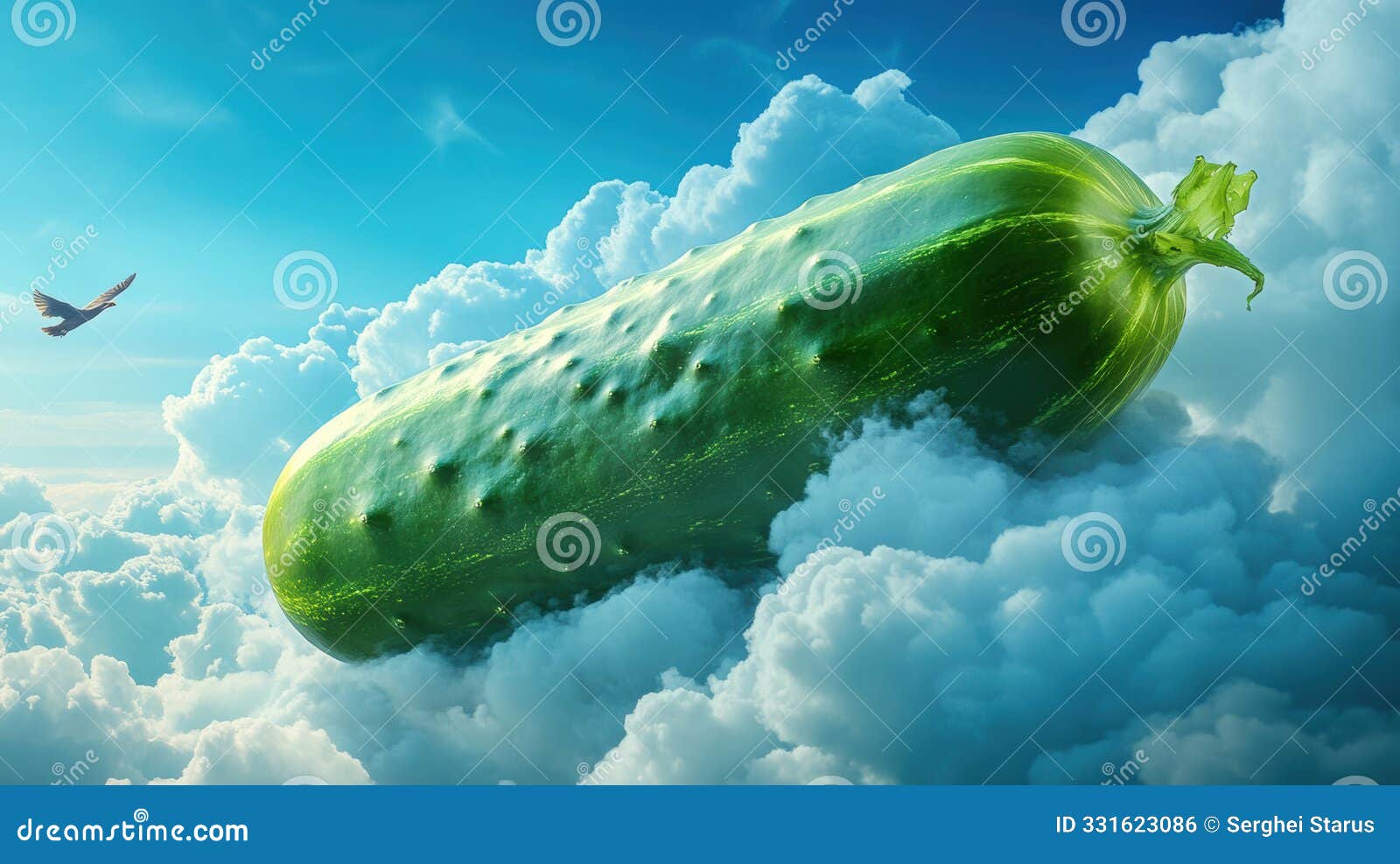 A Cucumber is Floating in the Clouds with a Plane Flying Above it, AI ...