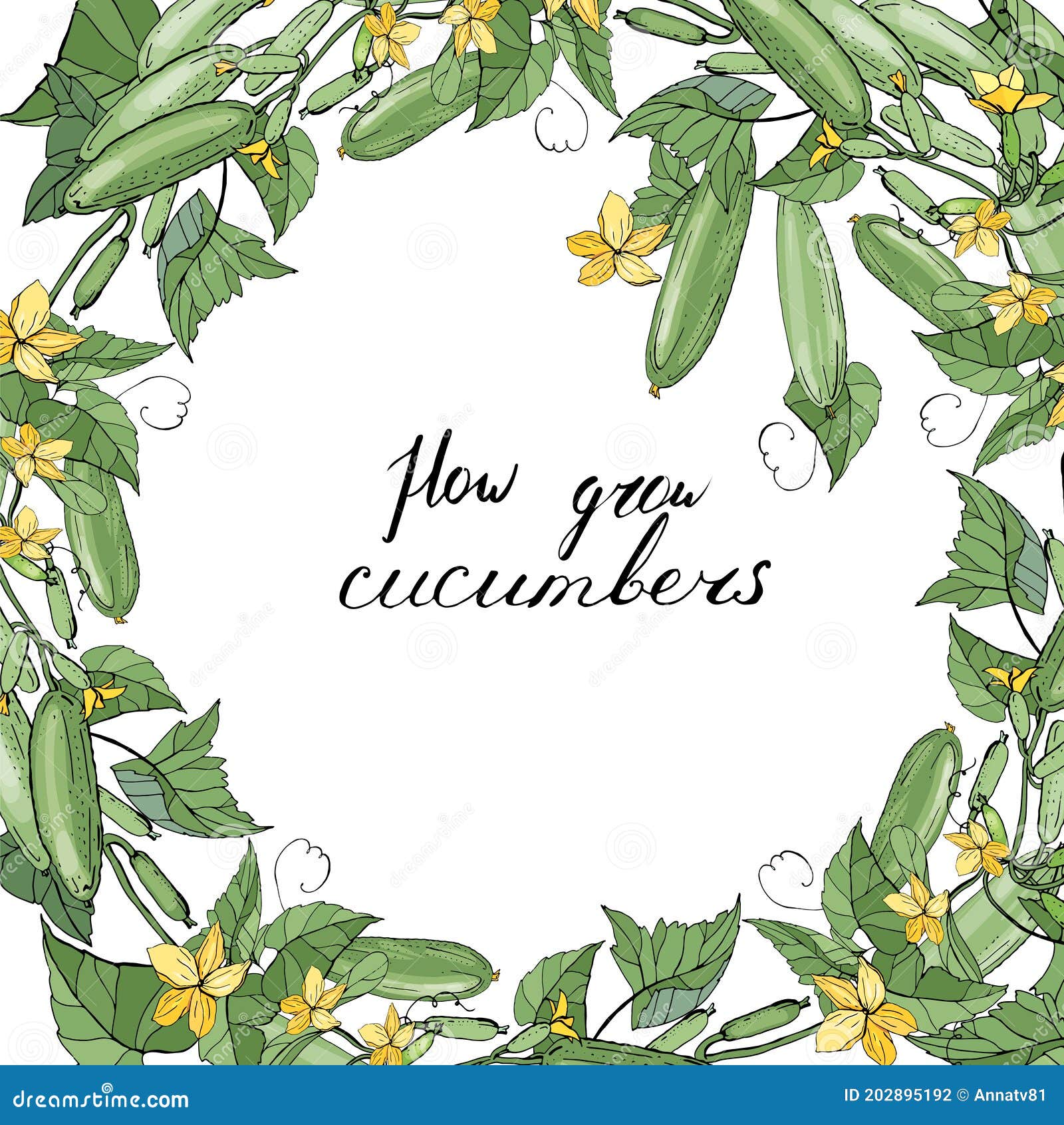 Cucumber Frame on White Background Stock Illustration - Illustration of ...