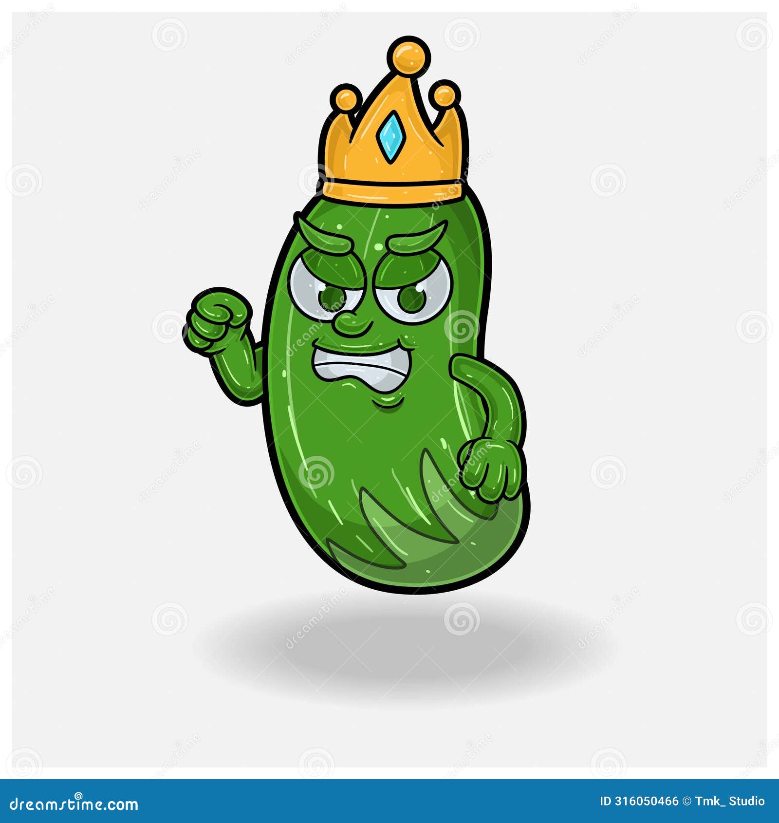 Cucumber Fruit Crown Mascot Character Cartoon with Angry Expression ...