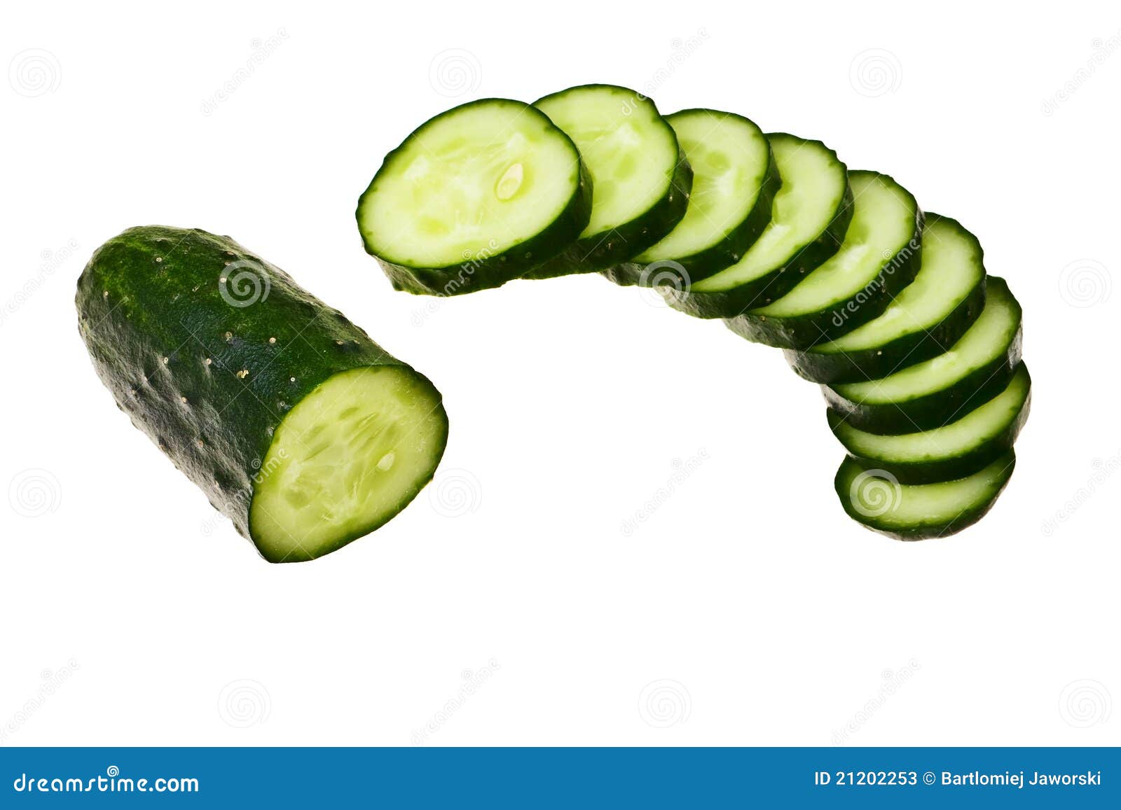 Cucumber Half Cut With Slices. Stock Image - Image of fresh, background ...