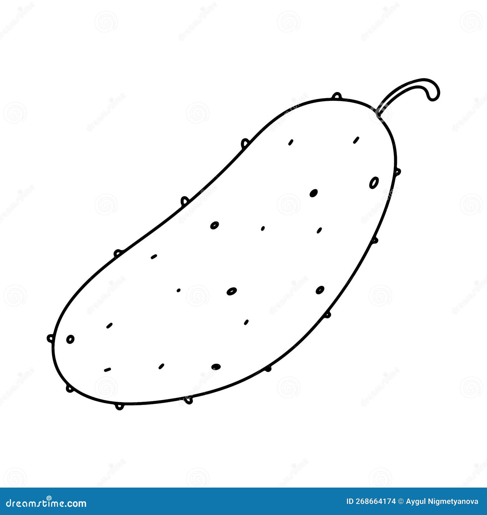 Cucumber in Hand Drawn Doodle Style. Vector Illustration Isolated on ...