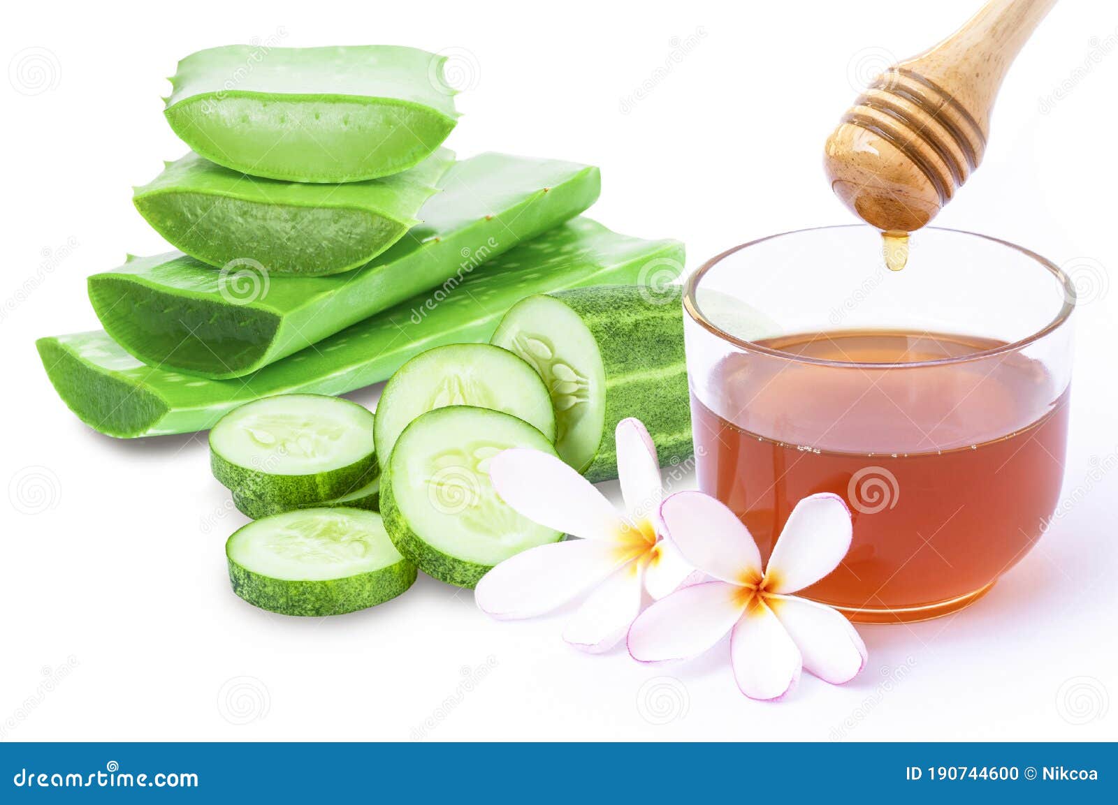 Cucumber, Aloe Vera with Honey. Beauty and Spa Products Concept. Stock ...