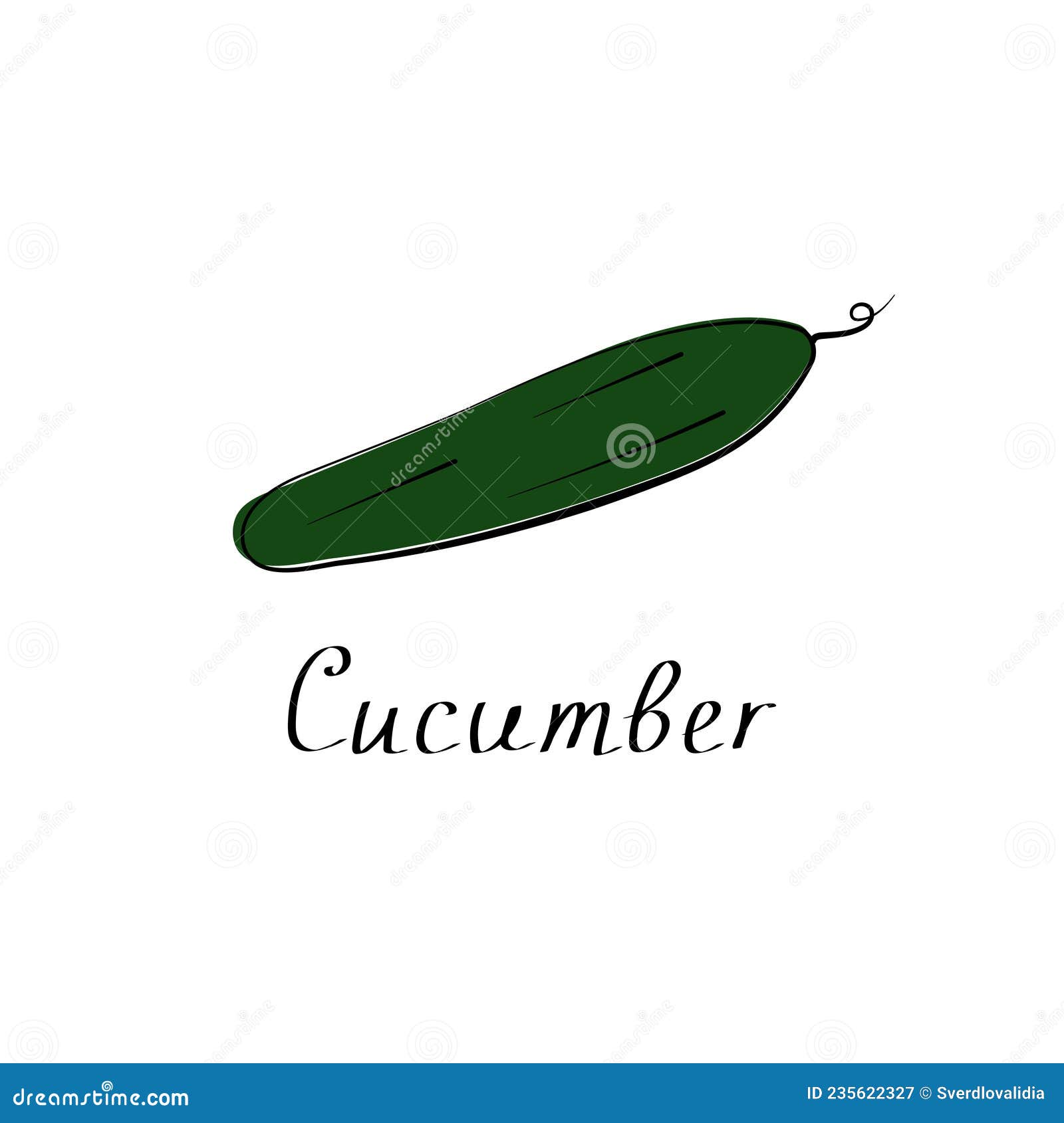 Cucumber Illustration Isolated on White Background. Vector Flat Sign ...