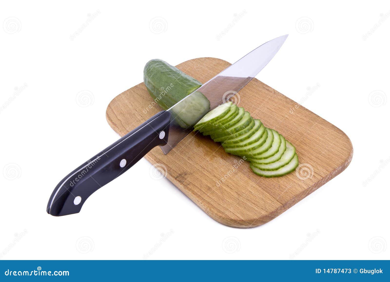 Cucumber and kitchen knife stock image. Image of object - 14787473