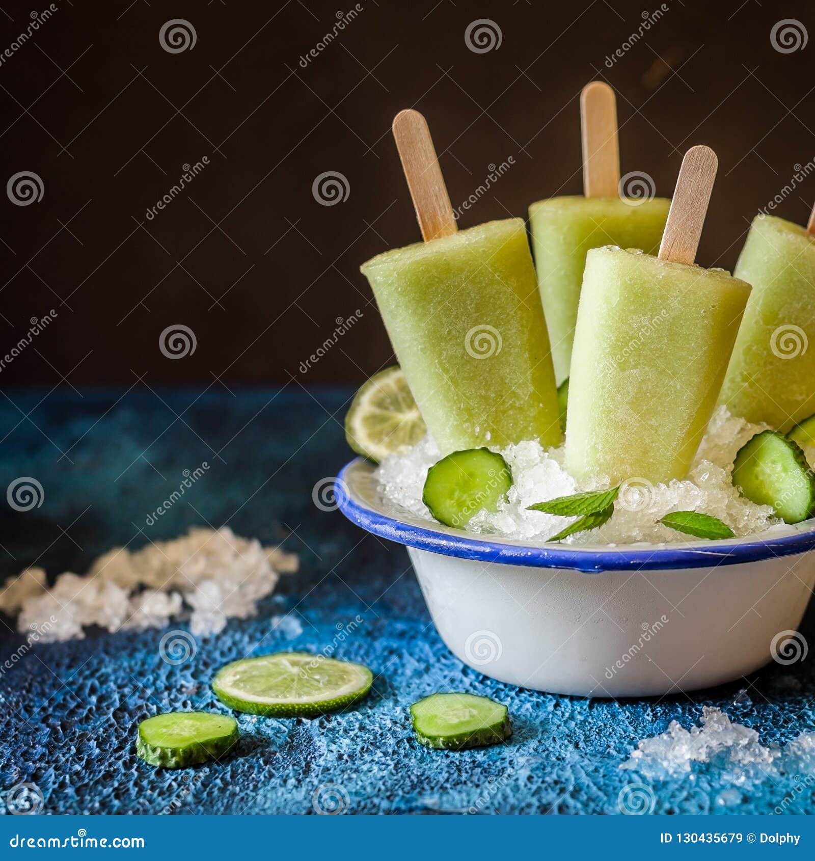 Cucumber and Lime Ice Pops stock image. Image of dessert - 130435679
