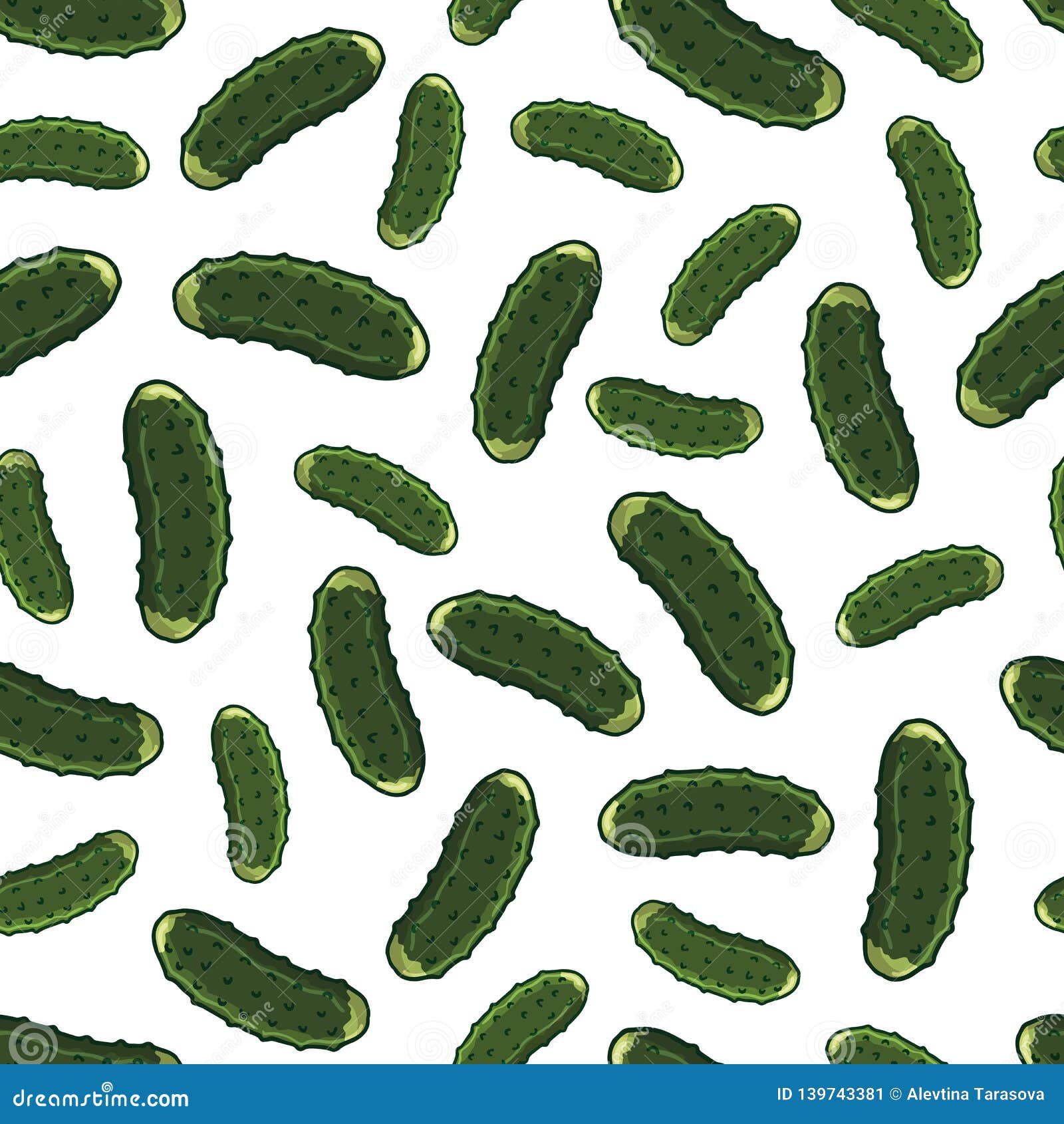 Cucumber pattern stock vector. Illustration of drawn - 139743381