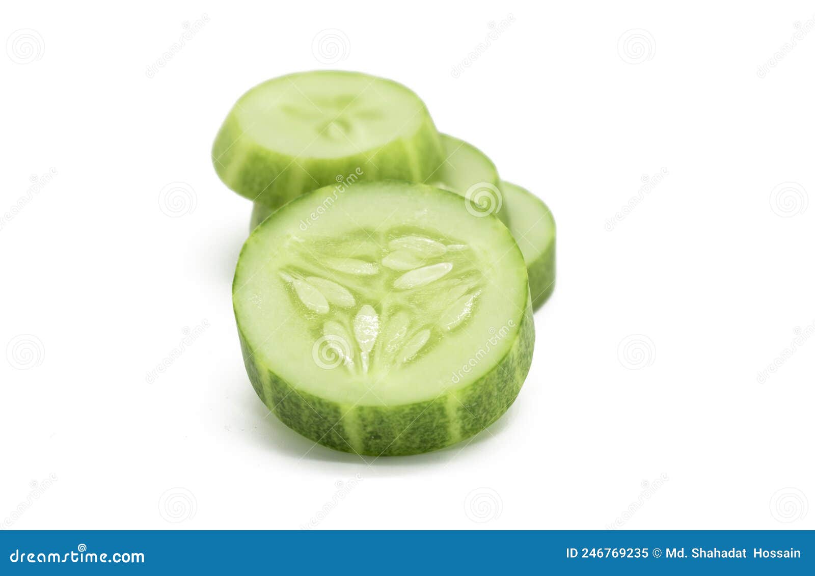 Cucumber Pieces Isolated on White Background Stock Image - Image of ...