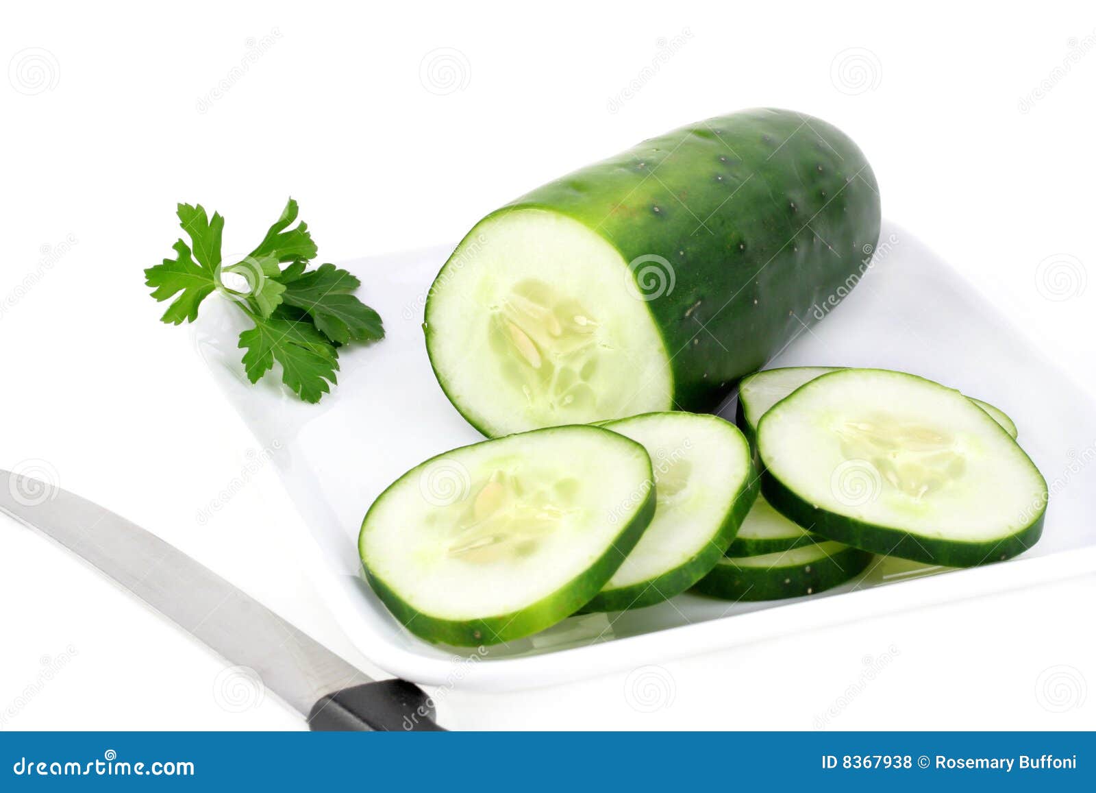 Cucumber On Plate With Slices Royalty Free Stock Photos - Image: 8367938