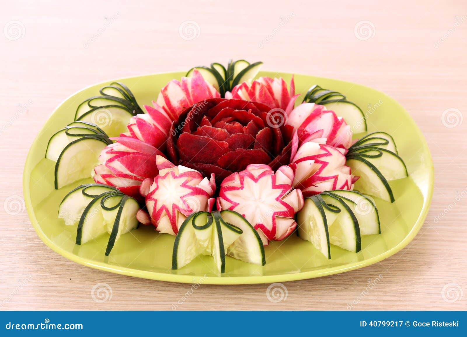 Cucumber Radish and Beet Decorated Salad Stock Image - Image of healthy ...