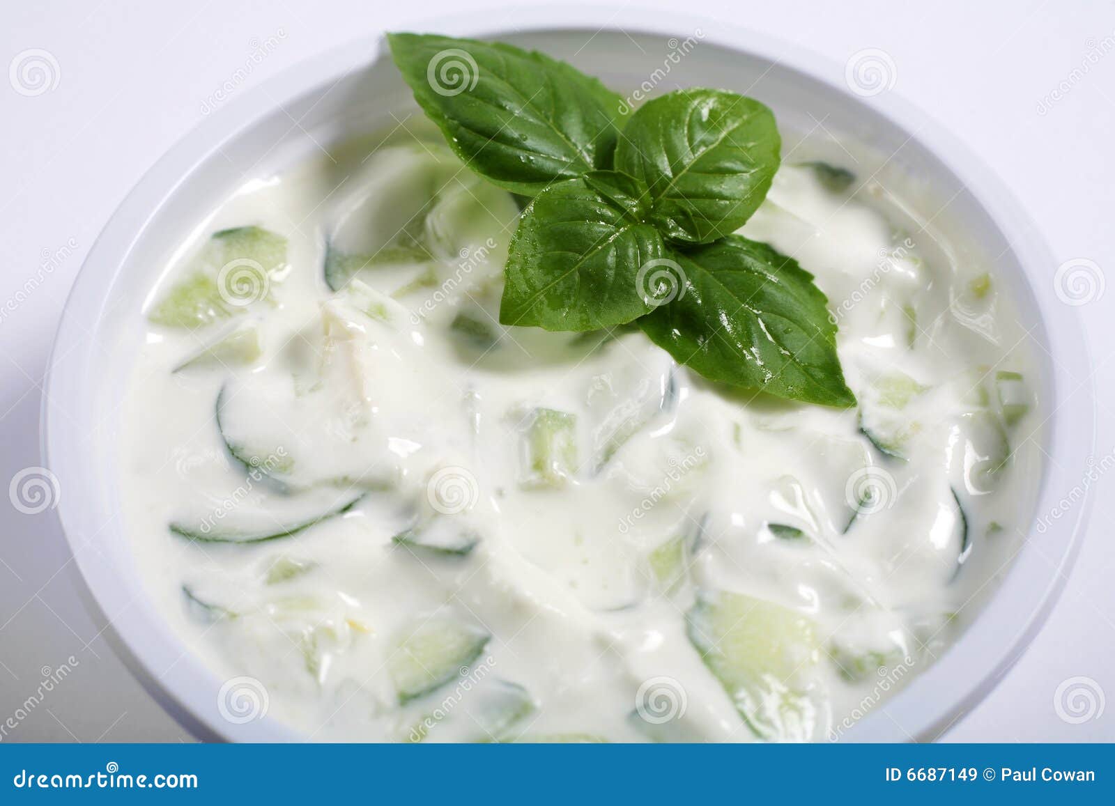 Cucumber raita stock image. Image of basil, garlic, yoghurt - 6687149