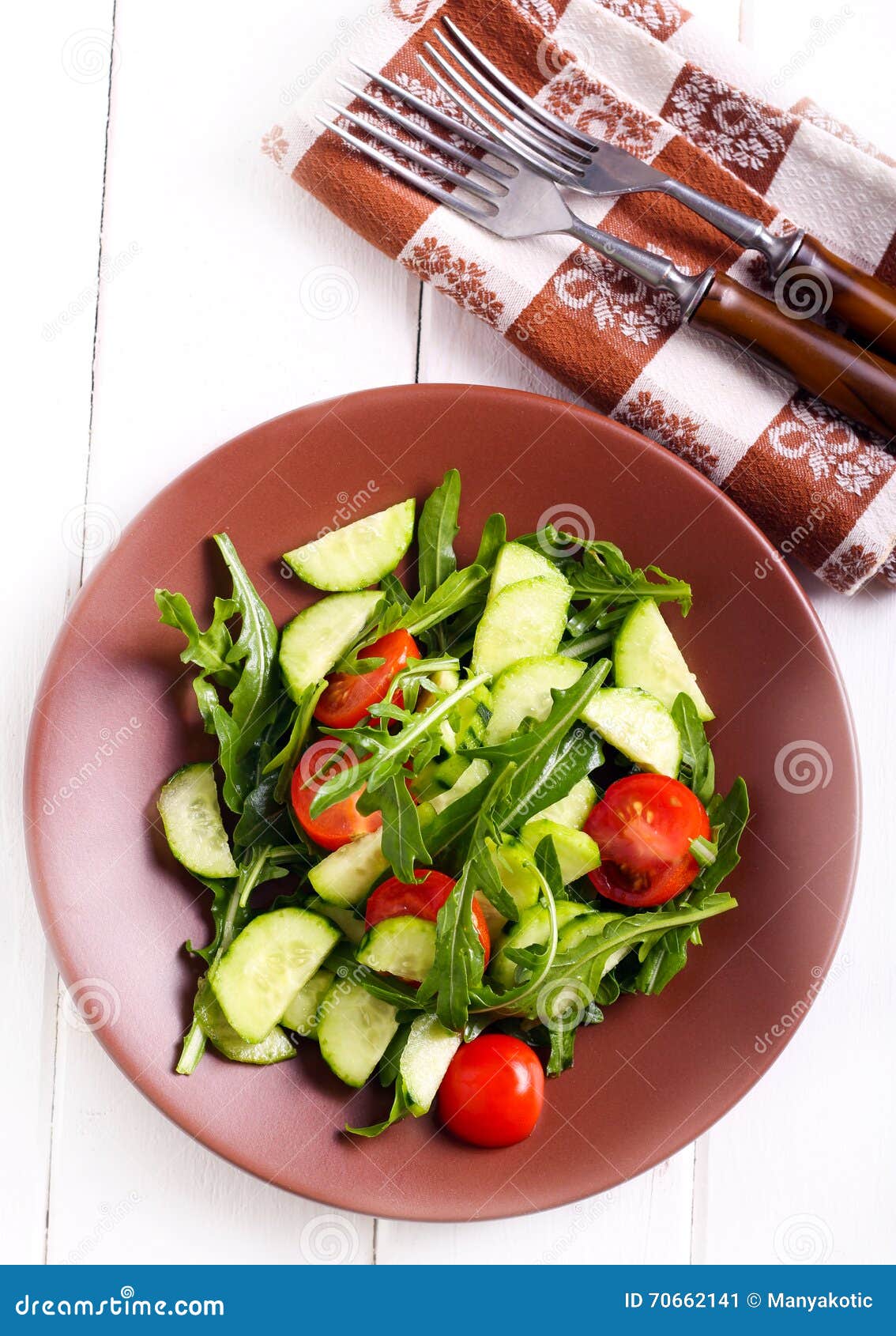 Cucumber, Rocket and Tomato Salad Stock Image - Image of food, view ...
