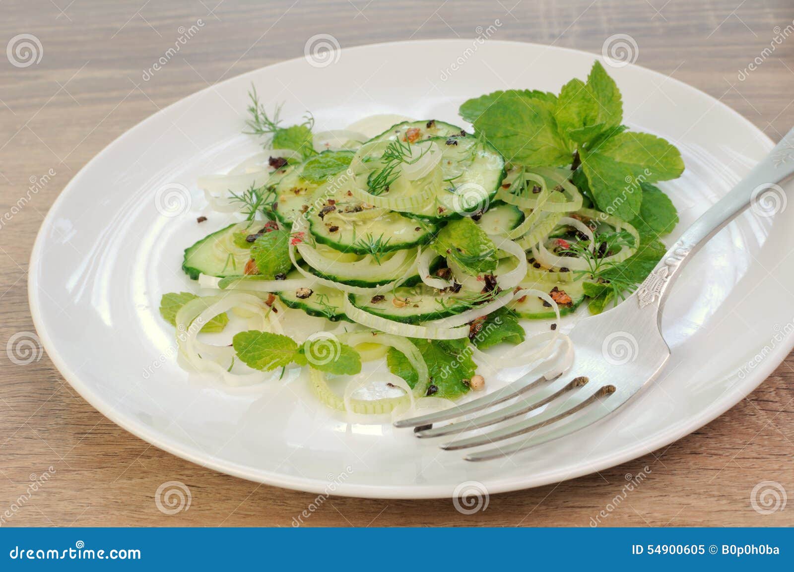 Cucumber salad with mint stock image. Image of nutritionally - 54900605