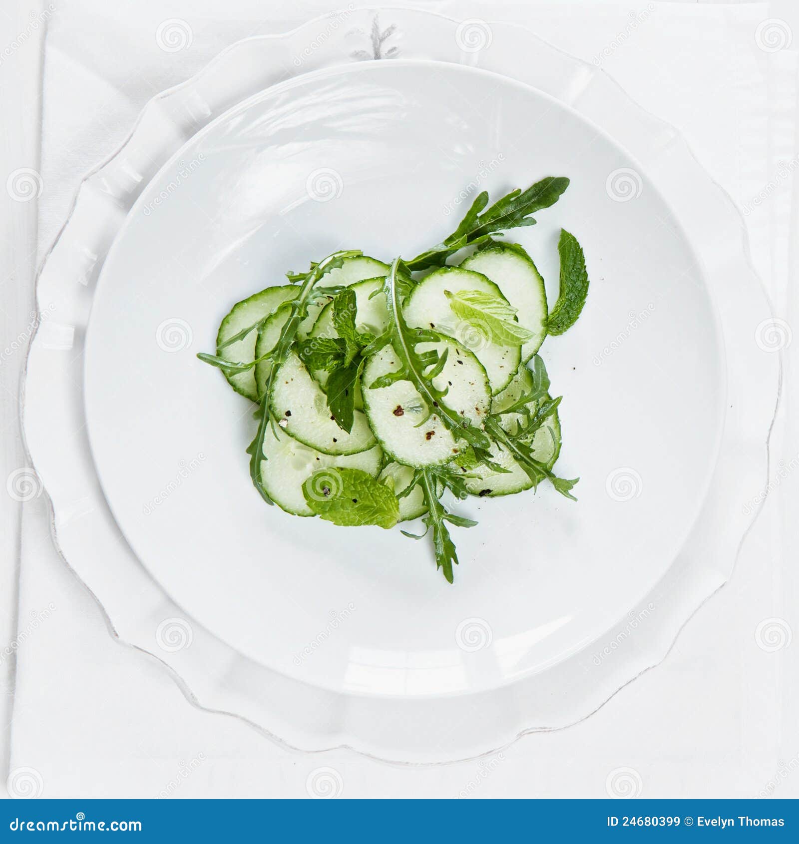 Cucumber salad on a plate stock image. Image of vegetarian - 24680399