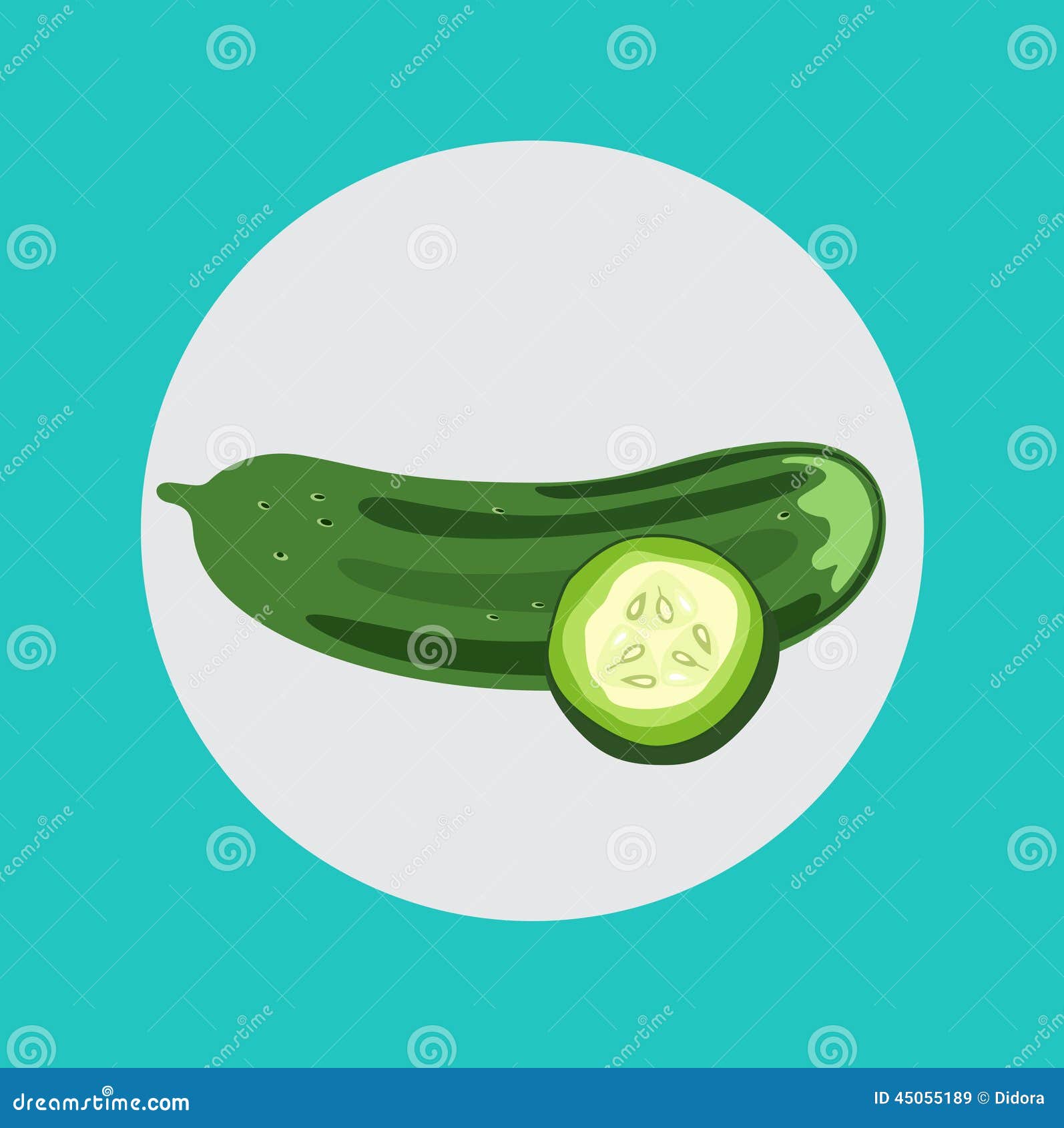 Cucumber with Slice Flat Design Vector Stock Vector - Illustration of ...